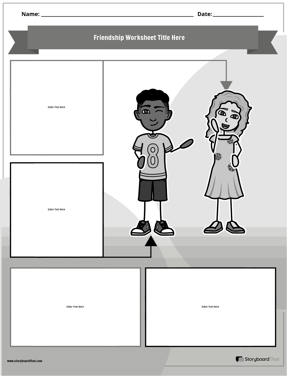 Happy Characters Based Friendship Worksheet Storyboard