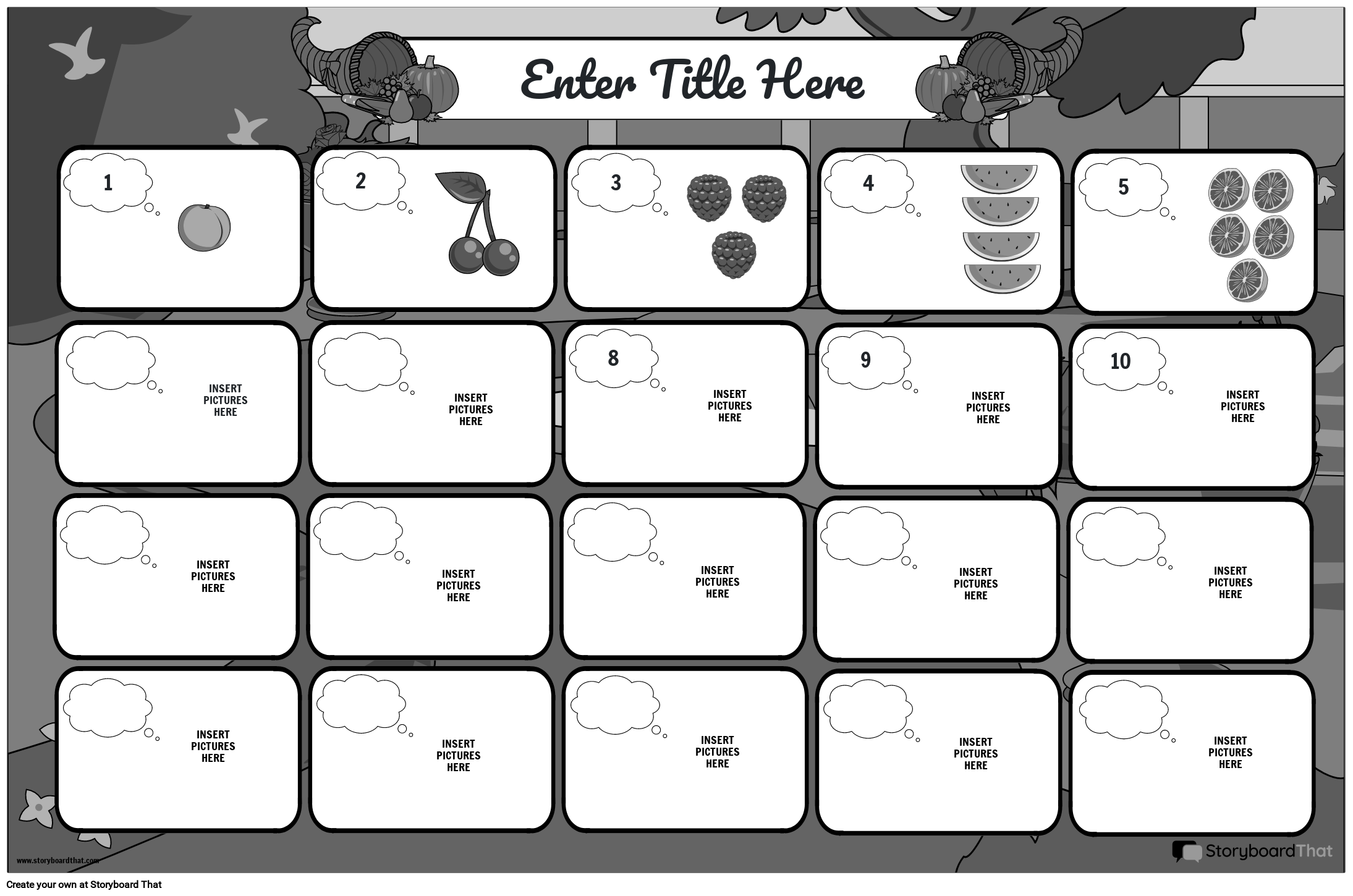 Landscape Fruits-Based Number Line Poster Storyboard