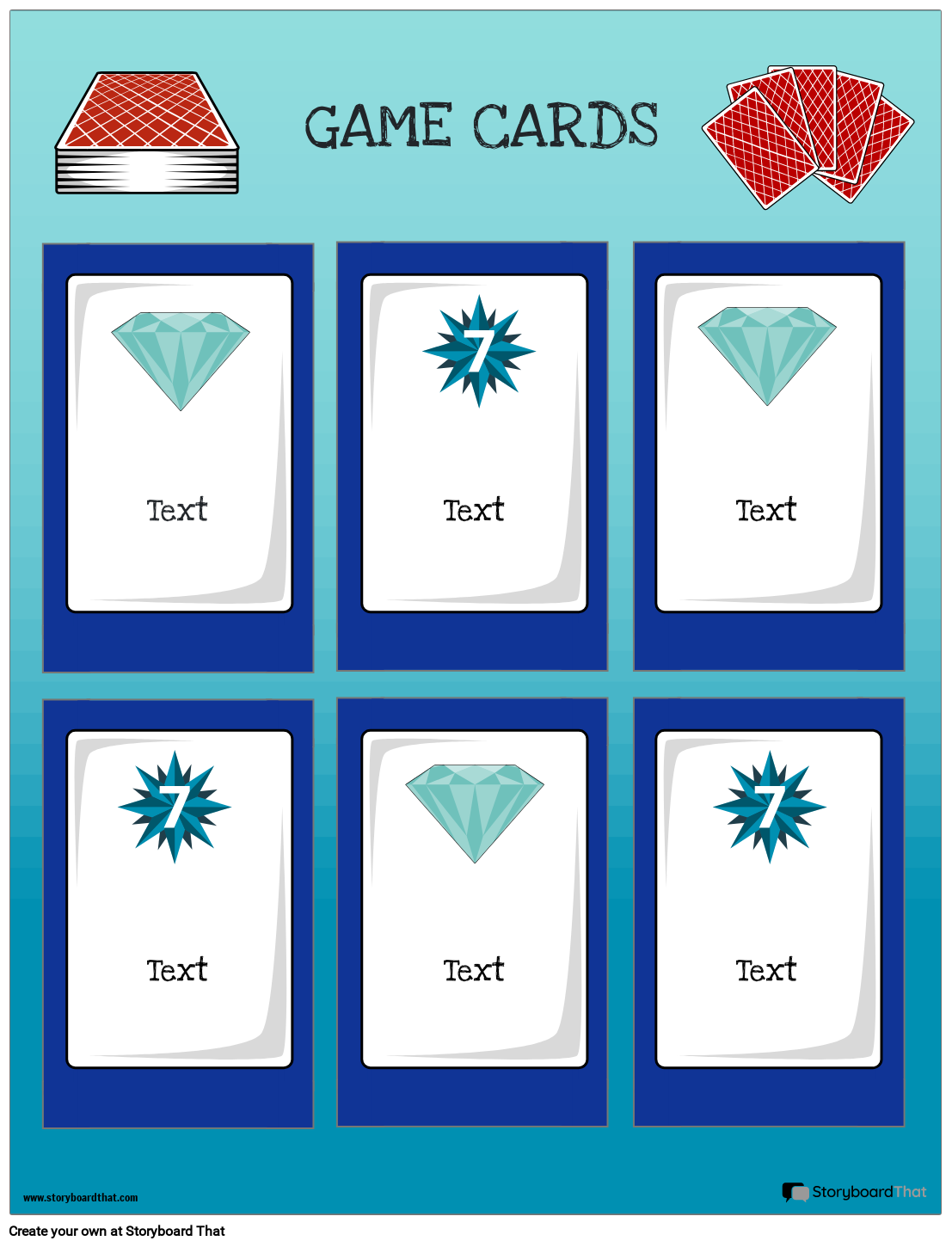 Game Card Template With Icons Storyboard By Templates