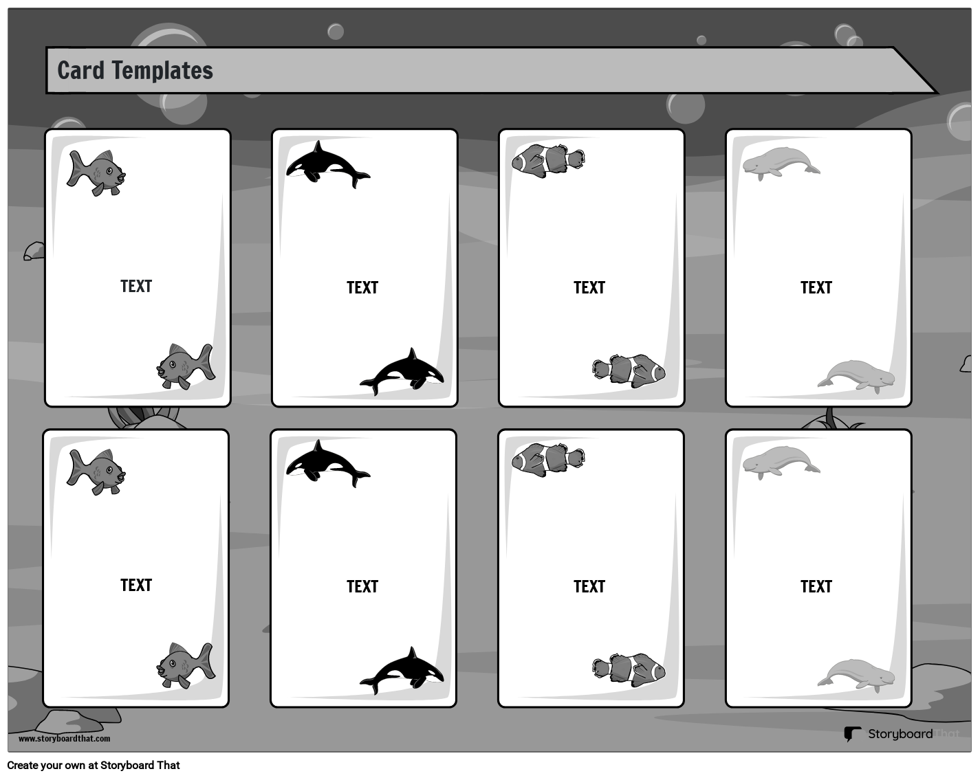 Ocean Creatures Themed Game Cards Storyboard por templates