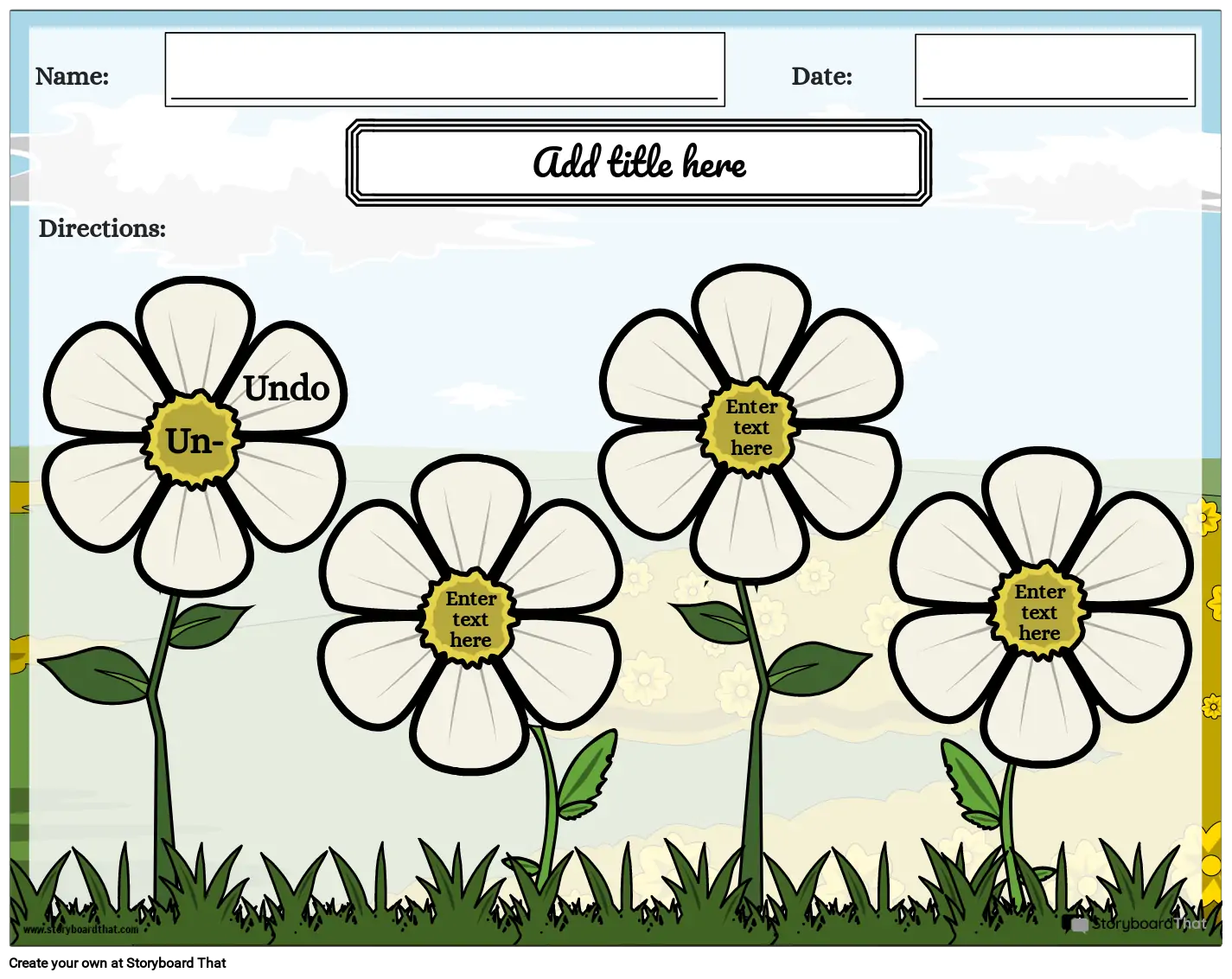 Garden-themed Prefix and Suffix Worksheet Storyboard Garden-themed Prefix and Suffix Worksheet Storyboard