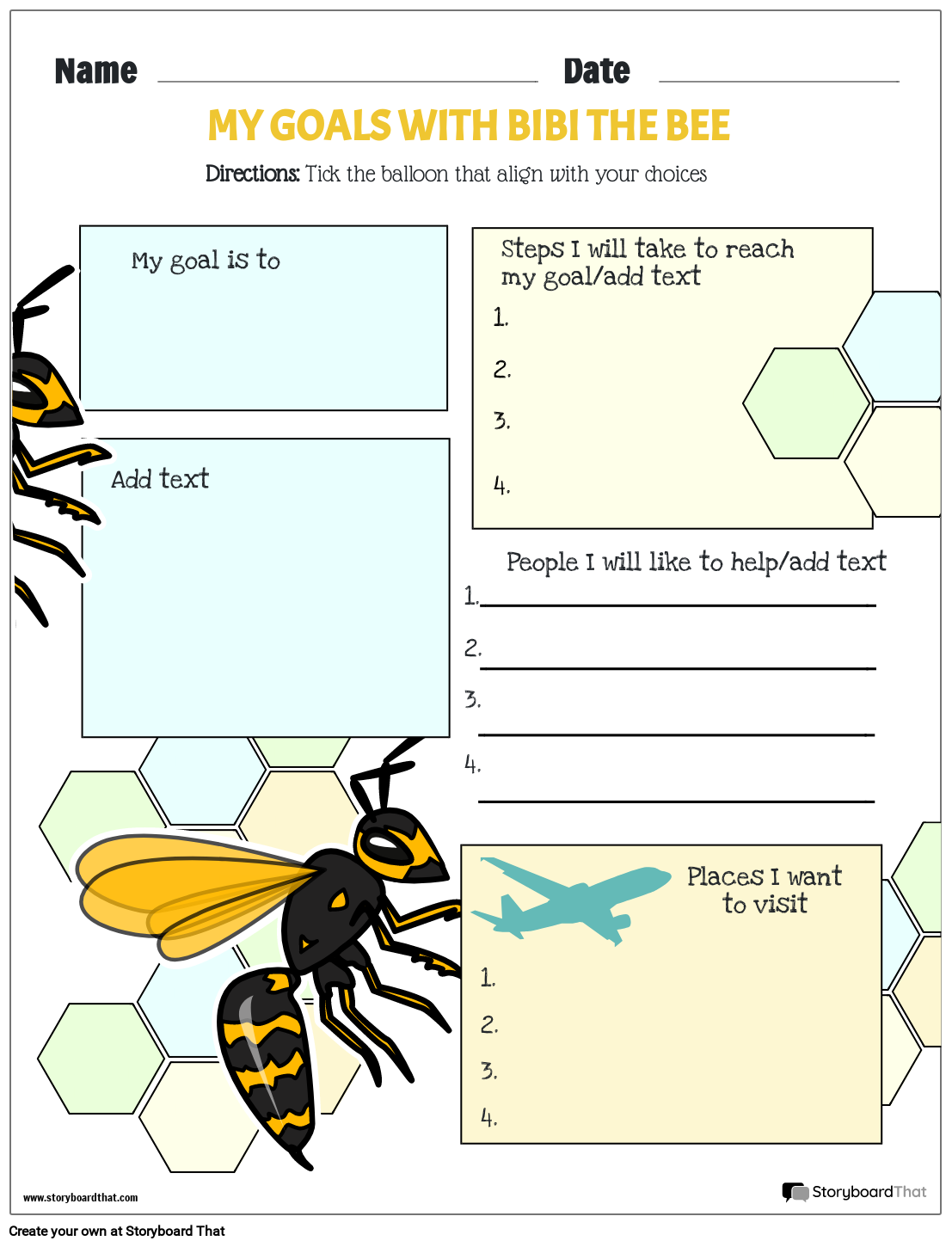 Goal setting with BiBi the bee Storyboard by templates