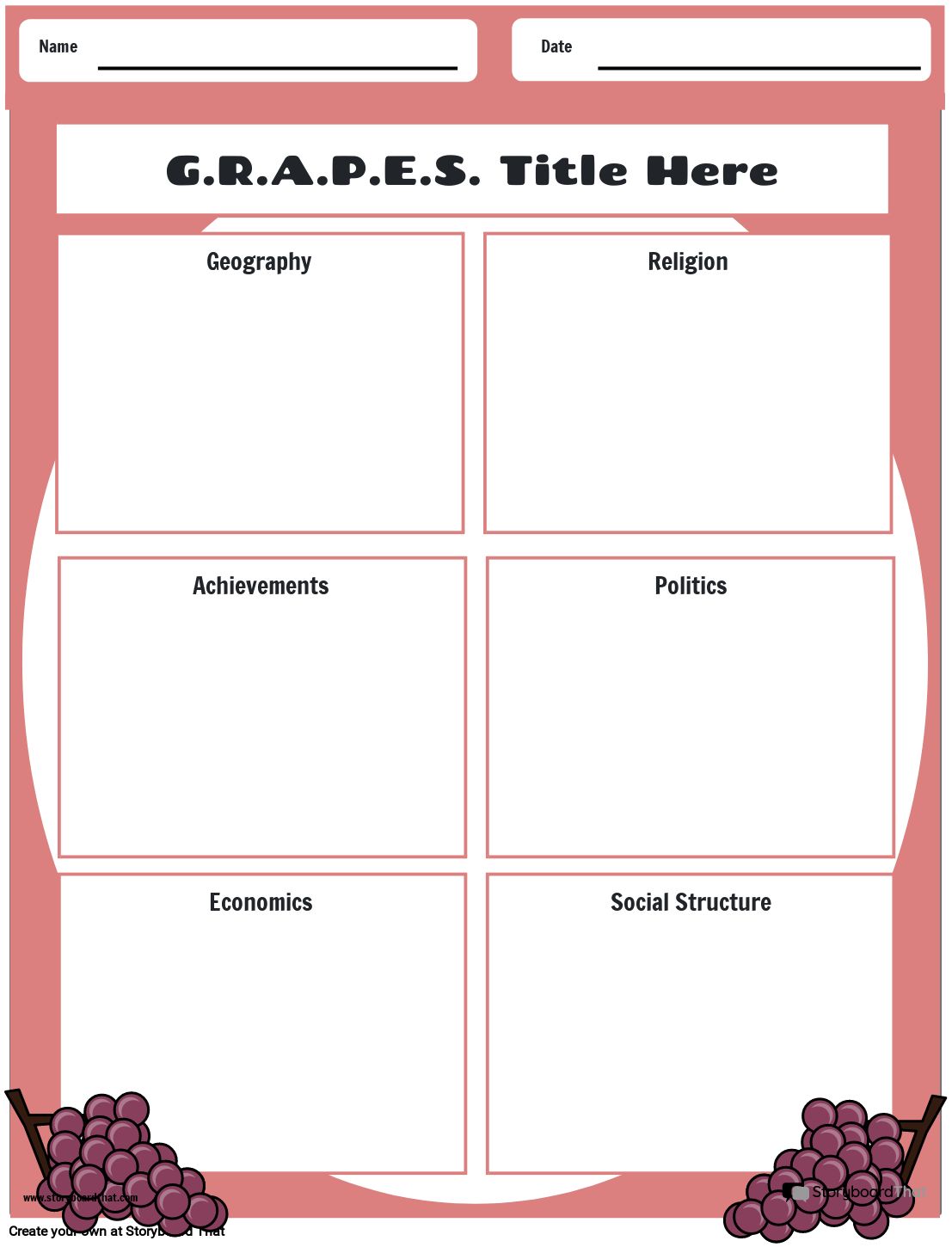 GRAPES Practice Worksheet with a Purple Theme