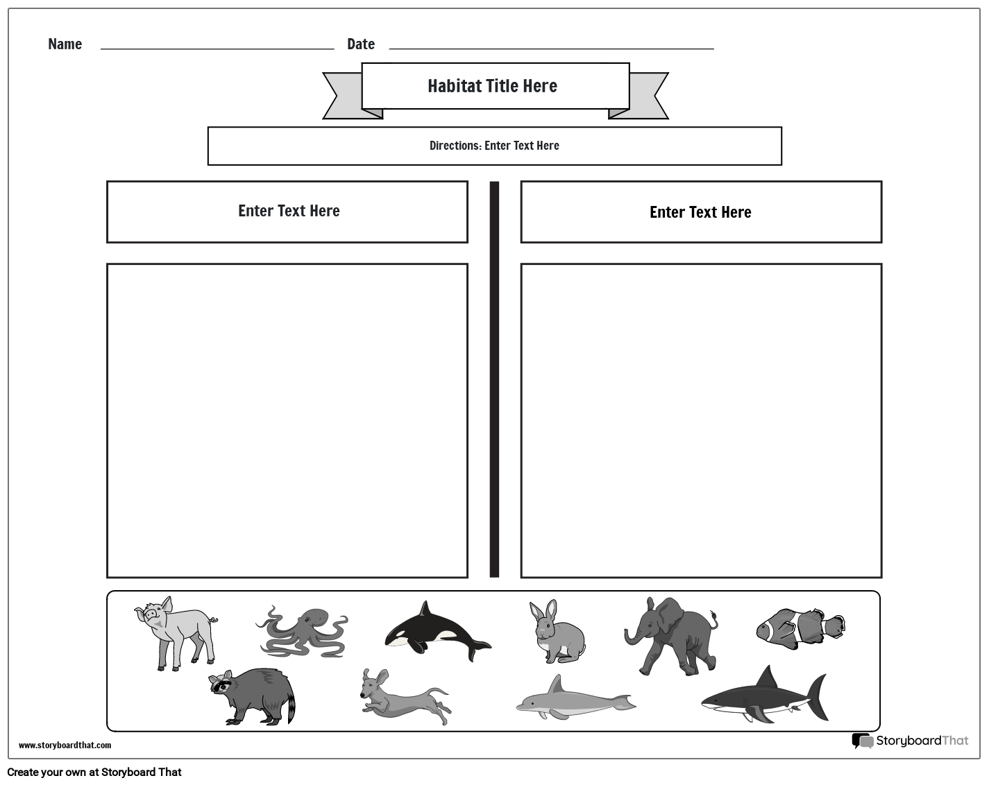 Wildlife & Domesticated Animals Habitats Worksheet