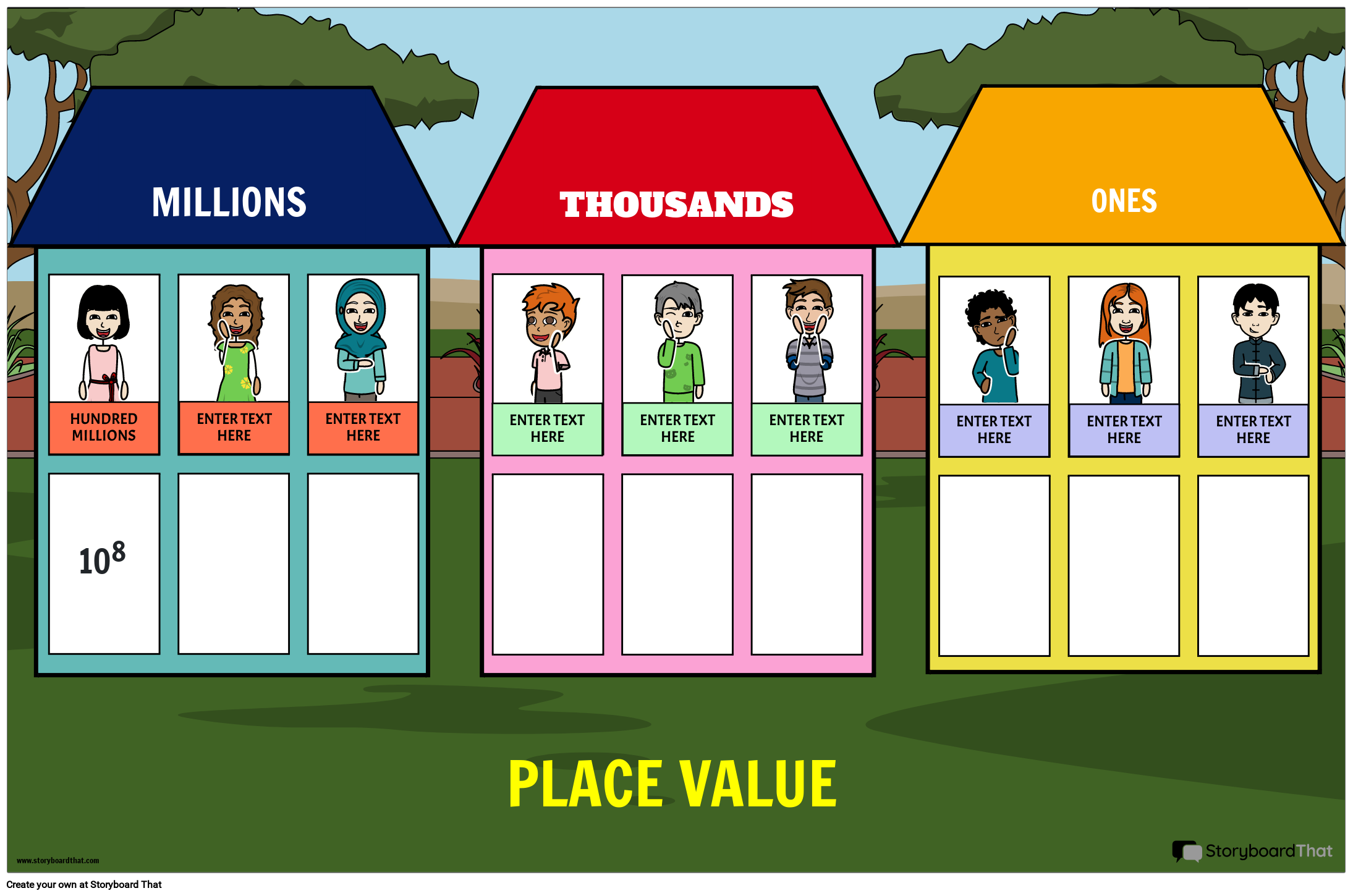 House-themed Place Value Poster Storyboard by templates