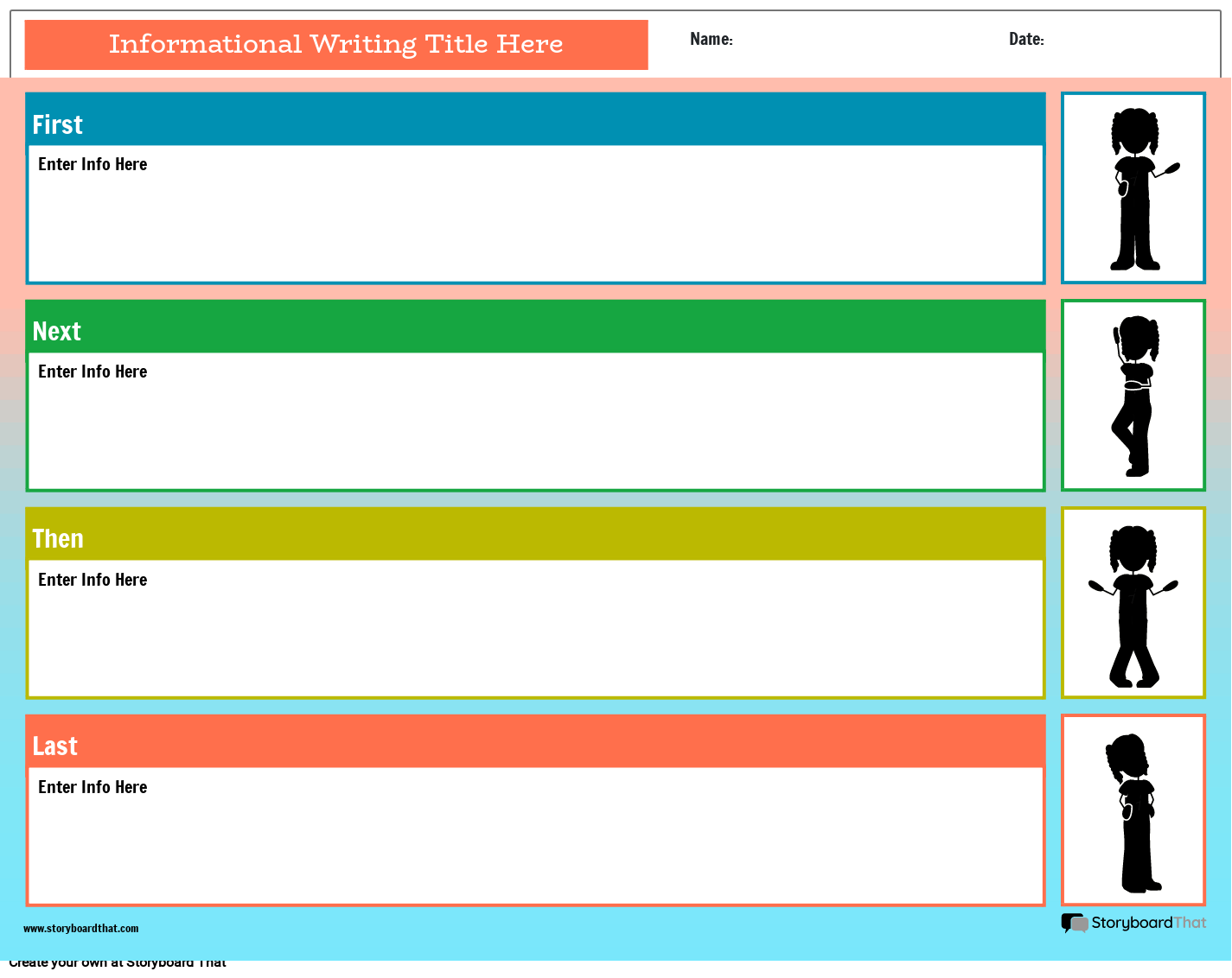 Colorful Informational Writing Template in Landscape with Characters