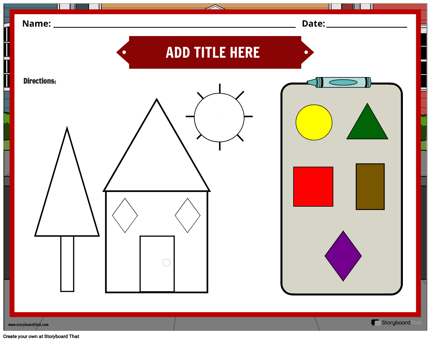 Instruction-Based House Coloring Worksheet Storyboard
