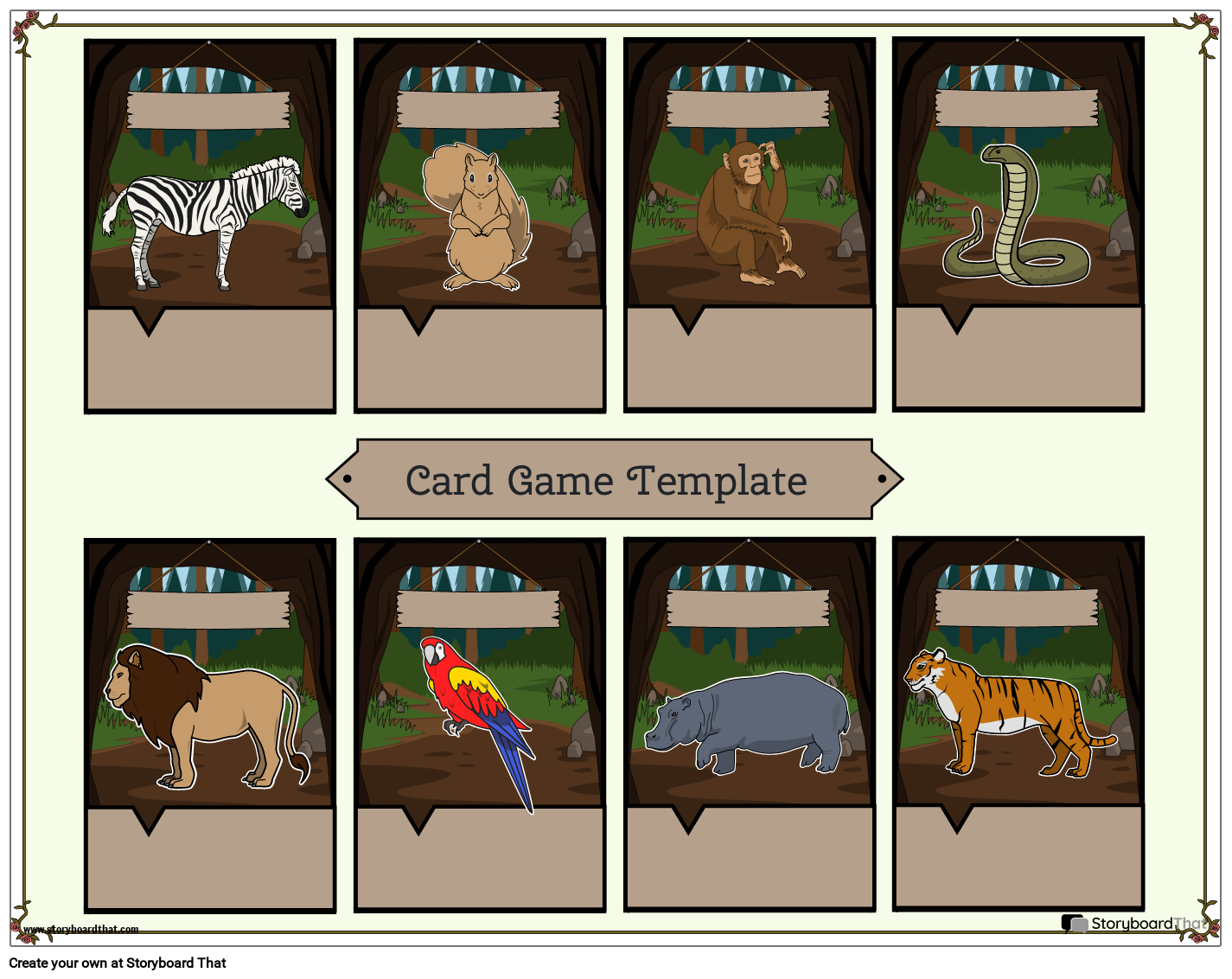 Jungle Animals Card Game Storyboard by templates