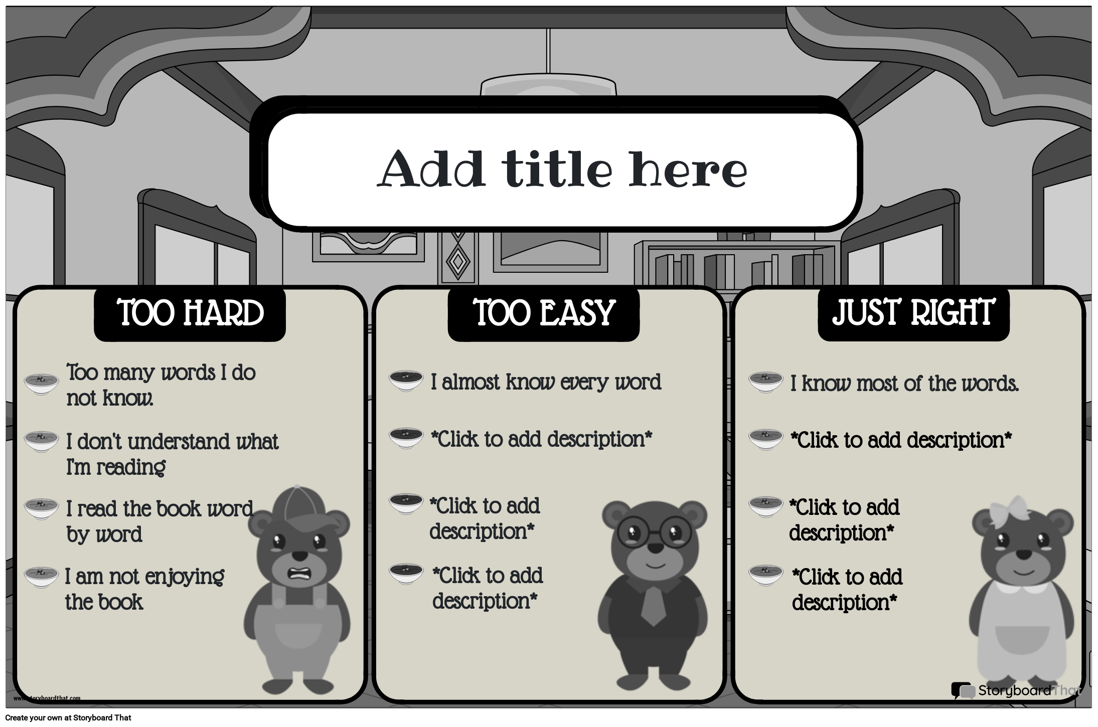 Landscape Goldilocks Based Choosing Right Book Poster