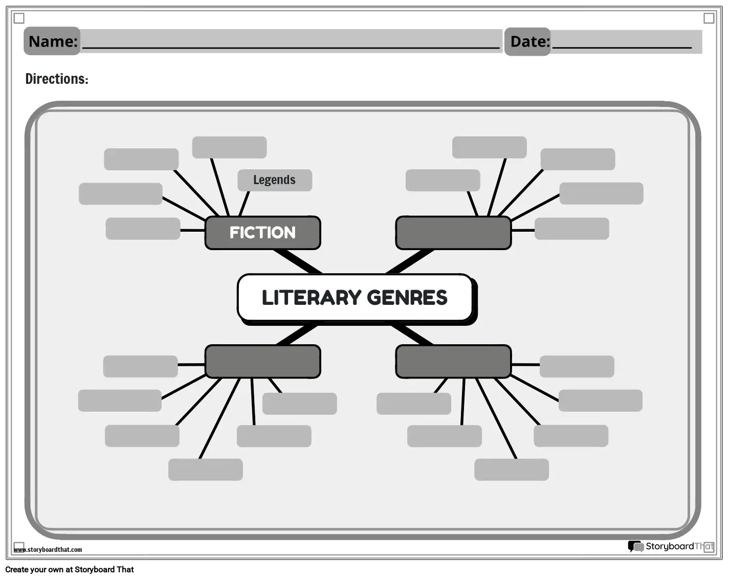 Literary Genre Diagram Worksheet Storyboard by templates