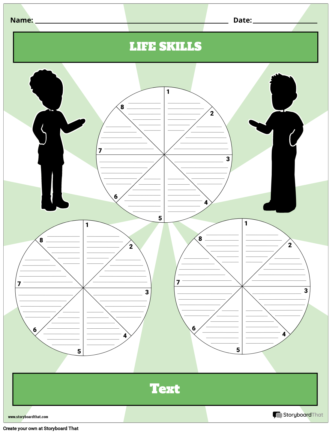 Green & White Themed Life Skills Worksheet Storyboard