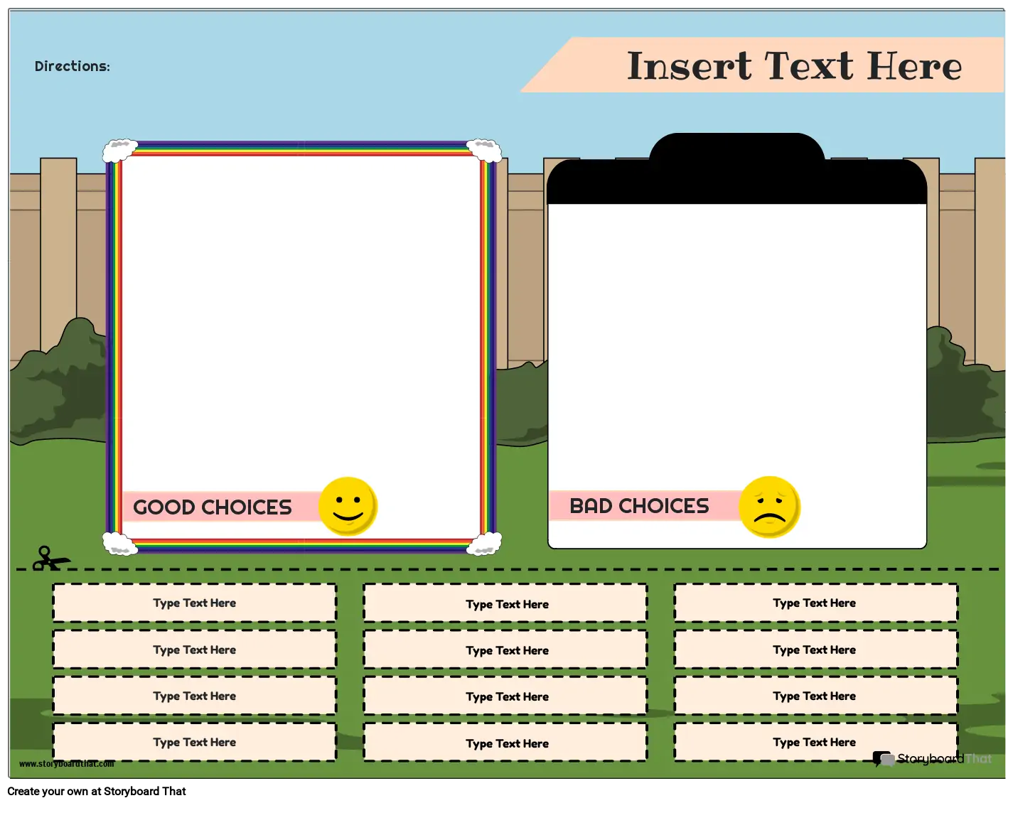 Making Good Choices Sorting Activity Storyboard