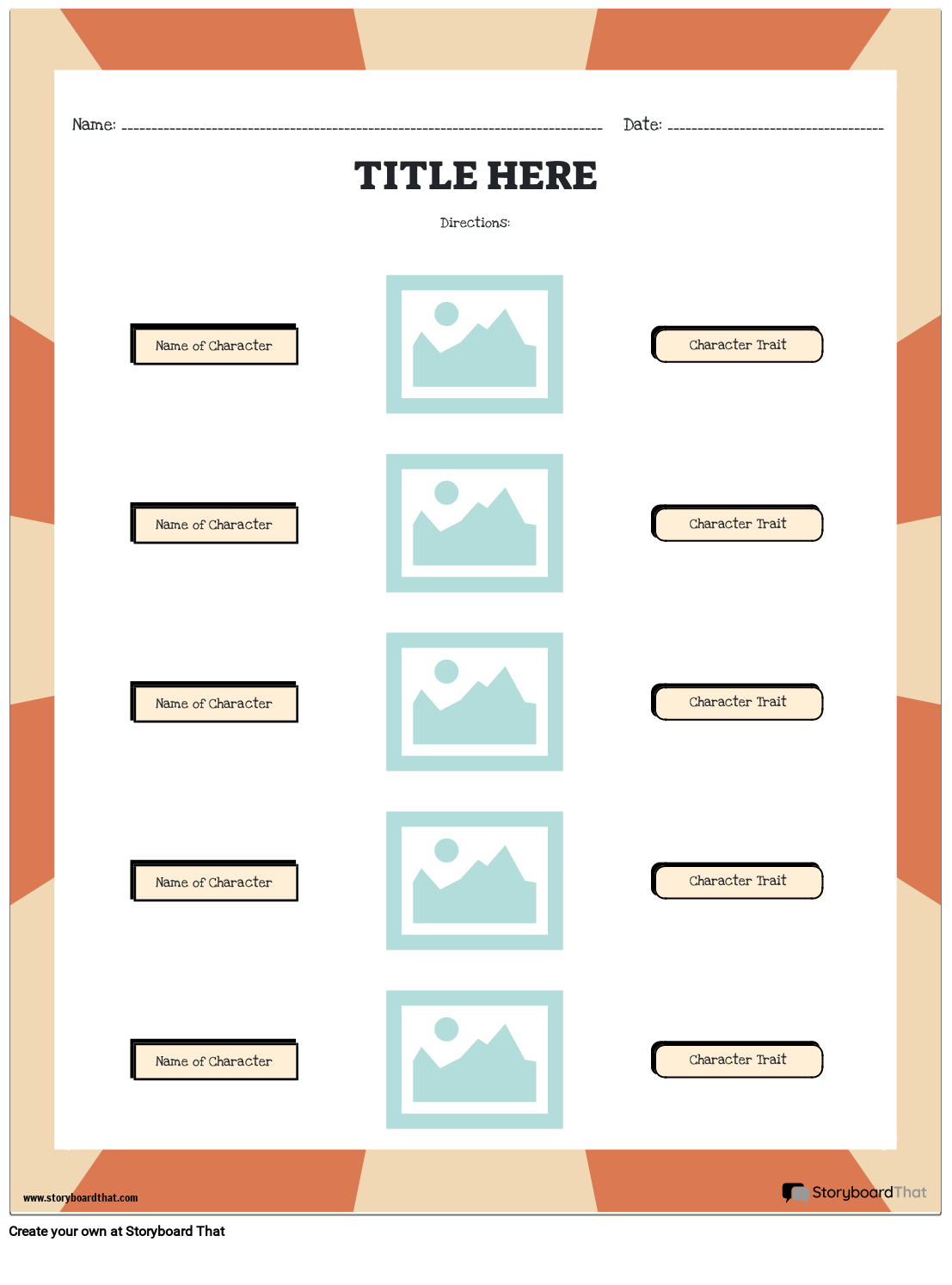 Match the Character Trait Worksheet Storyboard