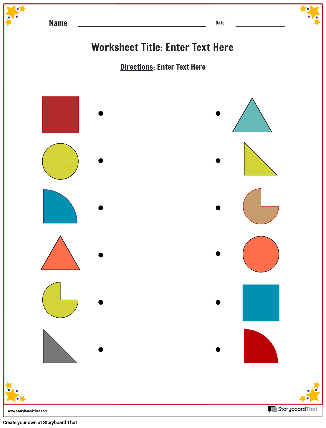 Matching Shapes Color Worksheet القصة المصورة من قبل Templates