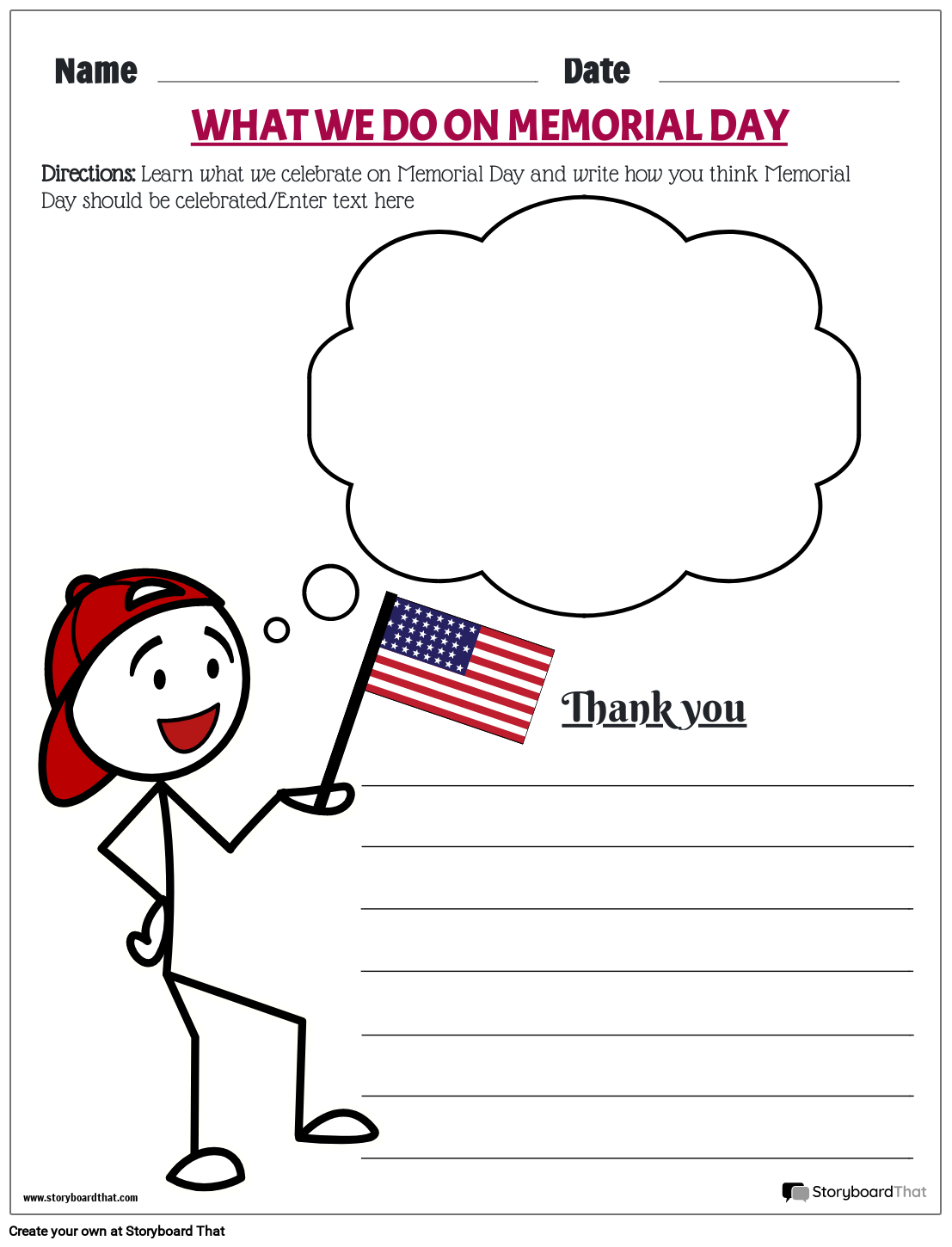 Memorial Day worksheet Storyboard by templates