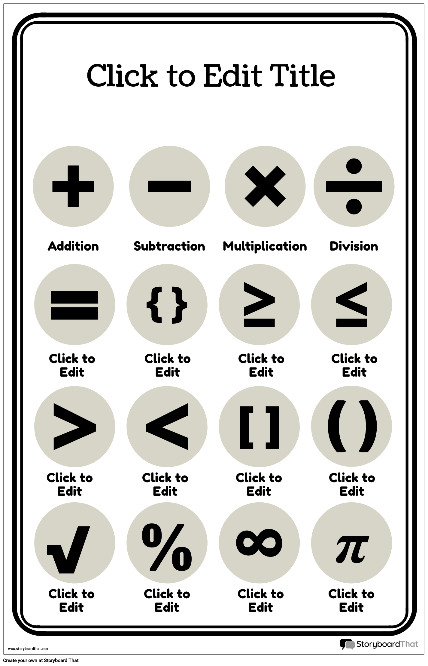 Minimalist Math Symbols Poster Storyboard by templates Minimalist Math Symbols Poster Storyboard by templates