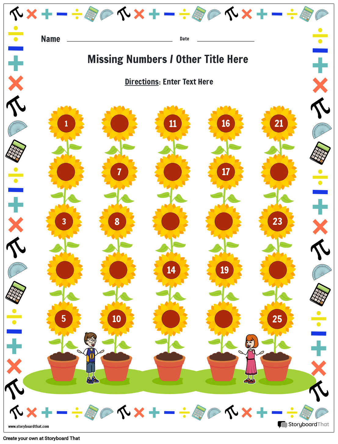 Missing number 1-25 Storyboard by templates