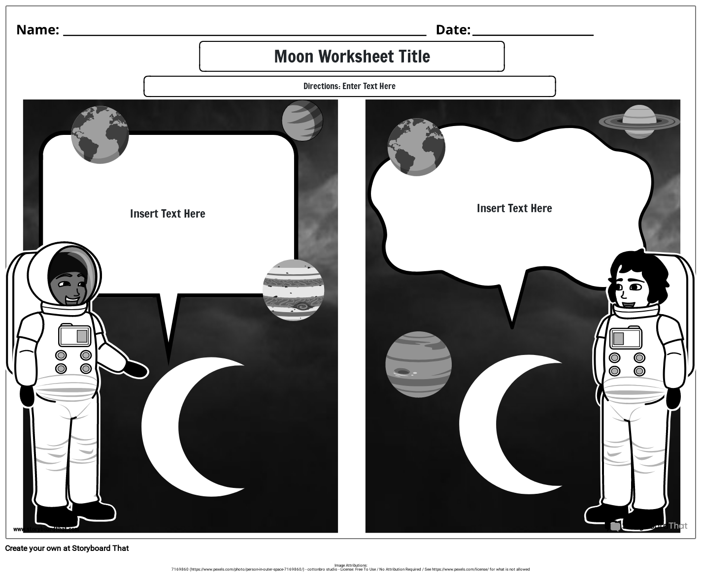 Landscape Moon Worksheet with Half Moons Storyboard
