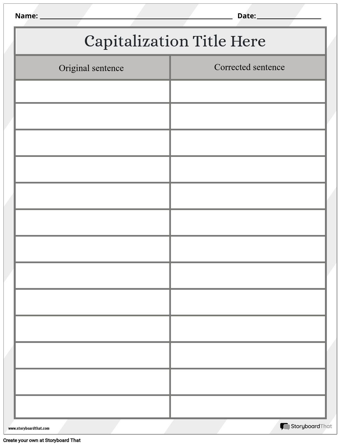 Simple Table Based Capitalization Template Design