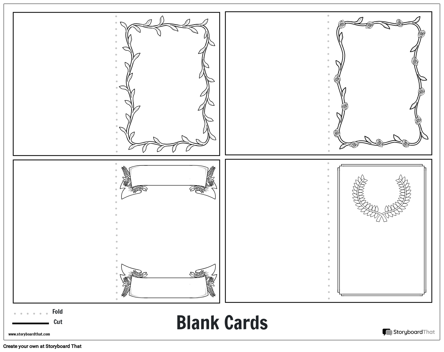 Card Worksheet with Plants Based Frames Storyboard