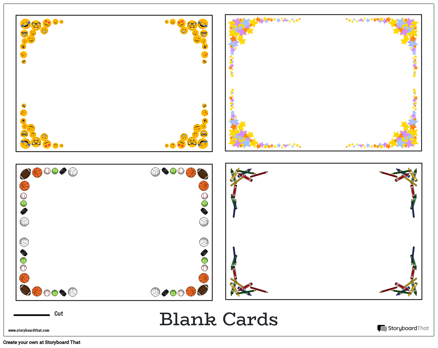 Card Worksheet Template with Different Themes