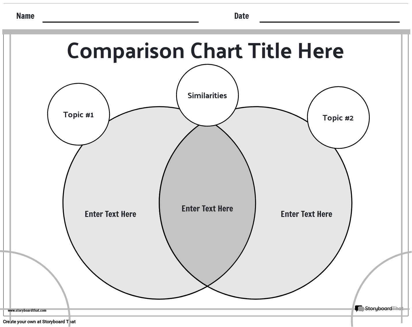 New Create Page Comparison Chart Template 1 Black White 
