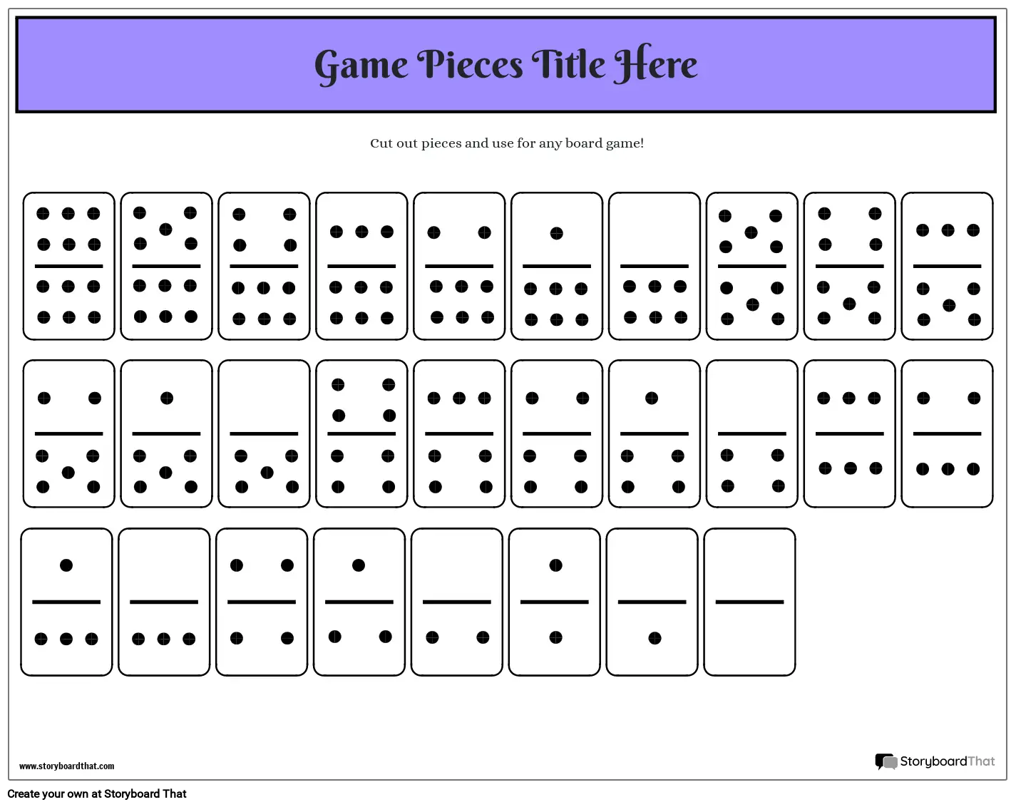 New Create Page Game Pieces Template 3 Storyboard