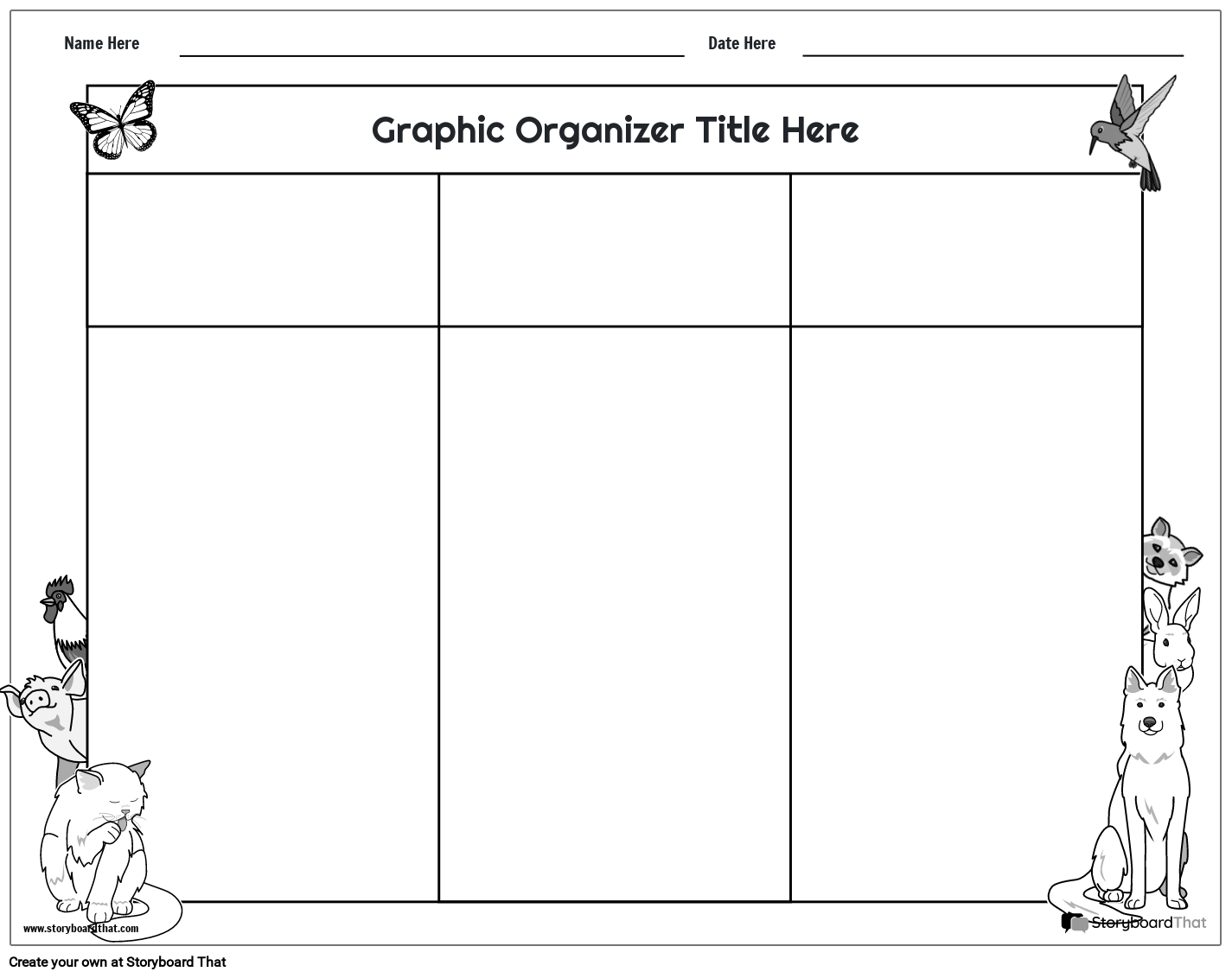 Prewriting Template Featuring Cute Animals Storyboard