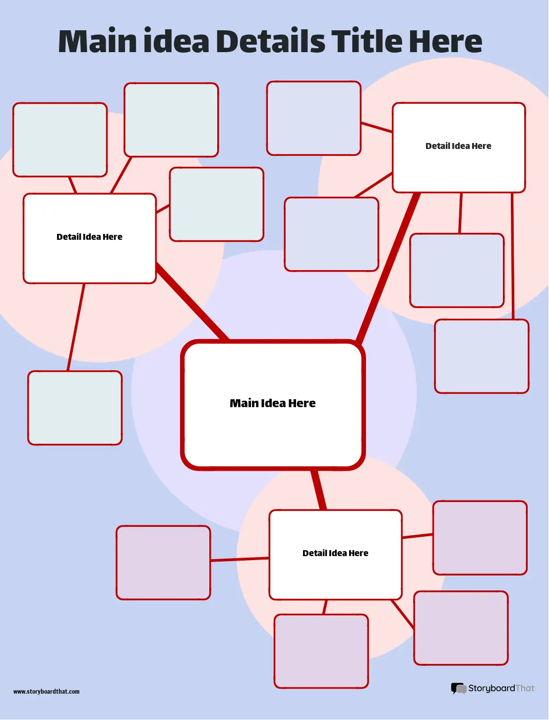 Main Idea and Detail Worksheet with a Colorful Spider map