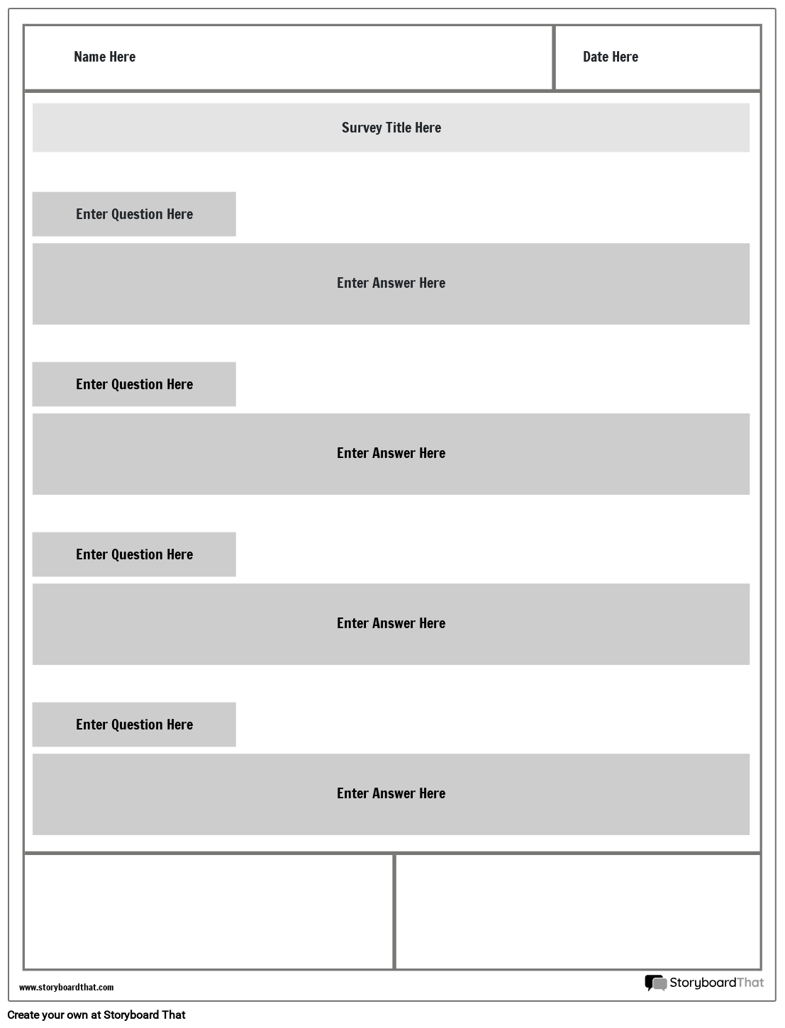 Simple Boxes Based Survey Worksheet Template Storyboard