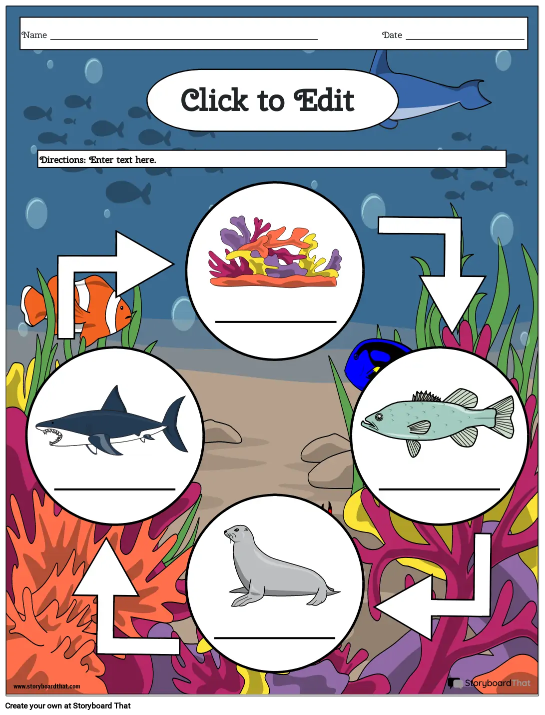 Ocean Food Chain Worksheet Design Storyboard by templates