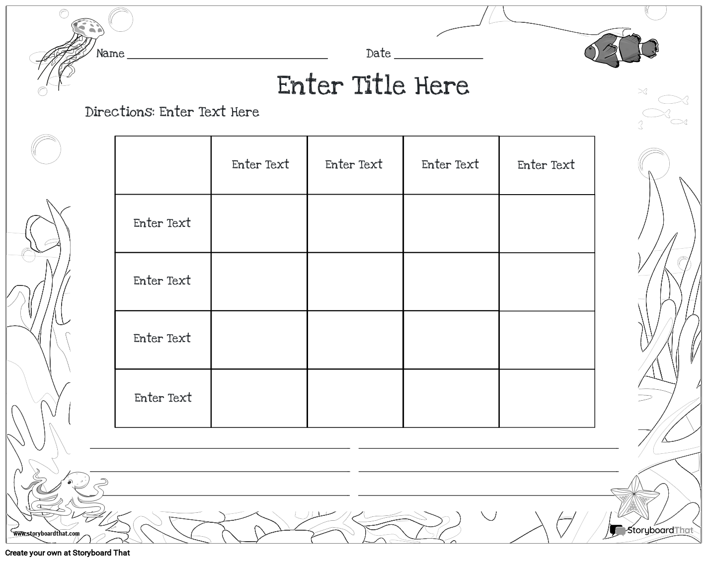 Ocean Theme Logic Problem Template Storyboard By Templates