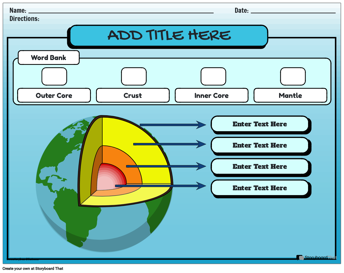 Order the Layers of the Earth Storyboard by templates