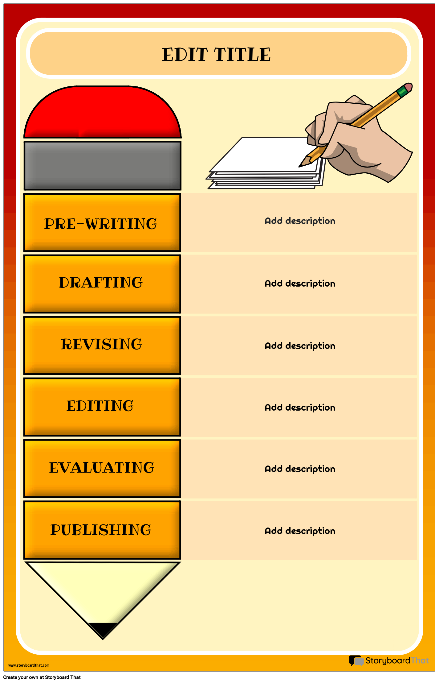 Pencil themed Writing Process Poster Storyboard Pencil themed Writing Process Poster Storyboard