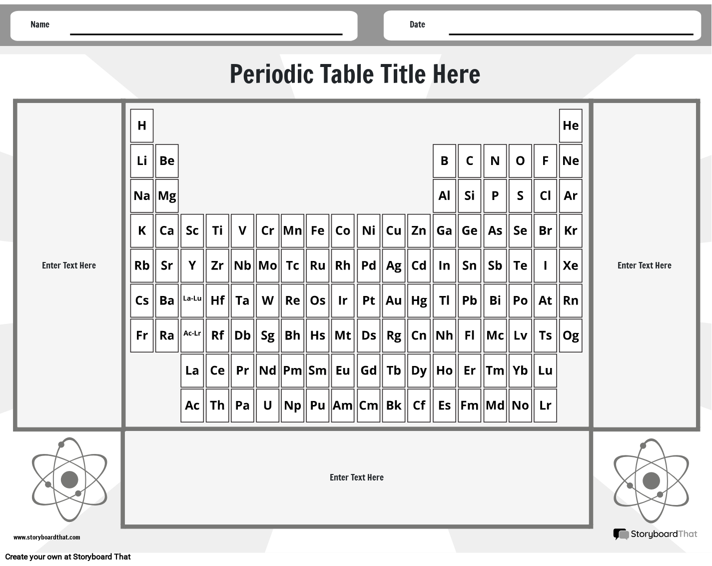 Blank Periodic Table Of Elements Printable