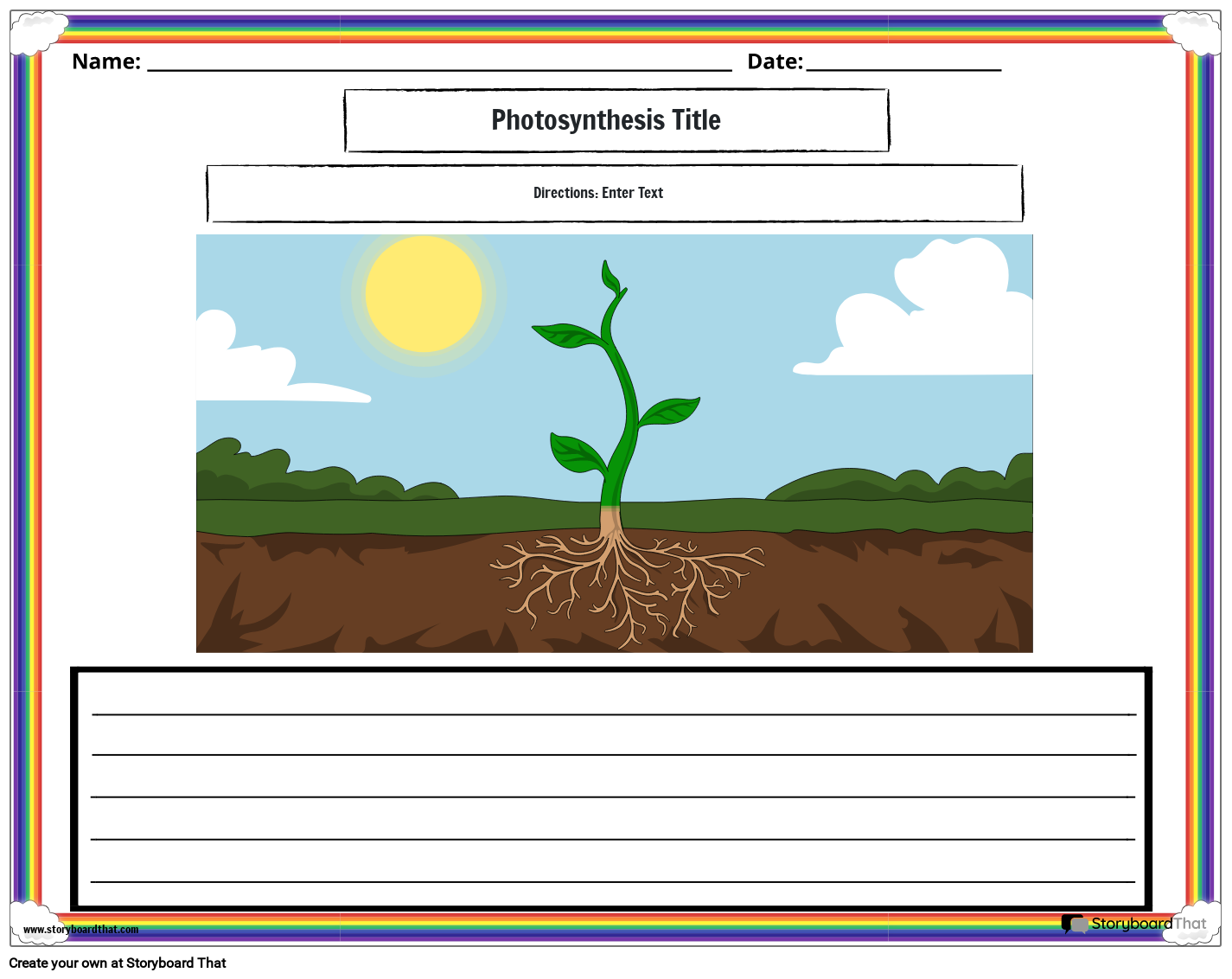 Photosynthesis Worksheet with Rainbow Borders Photosynthesis Worksheet with Rainbow Borders