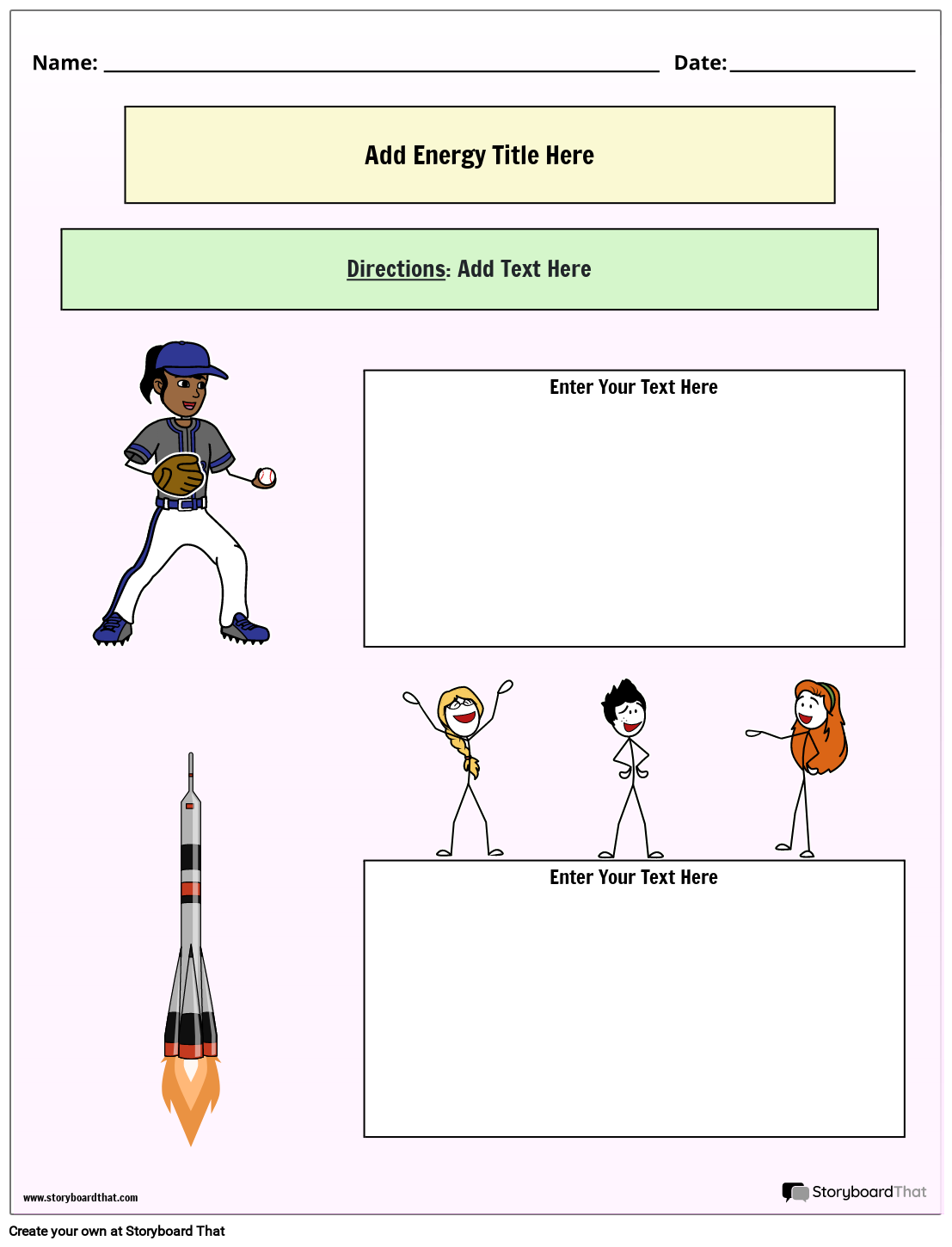 Potential & Kinetic Energy Worksheet Featuring Baseball