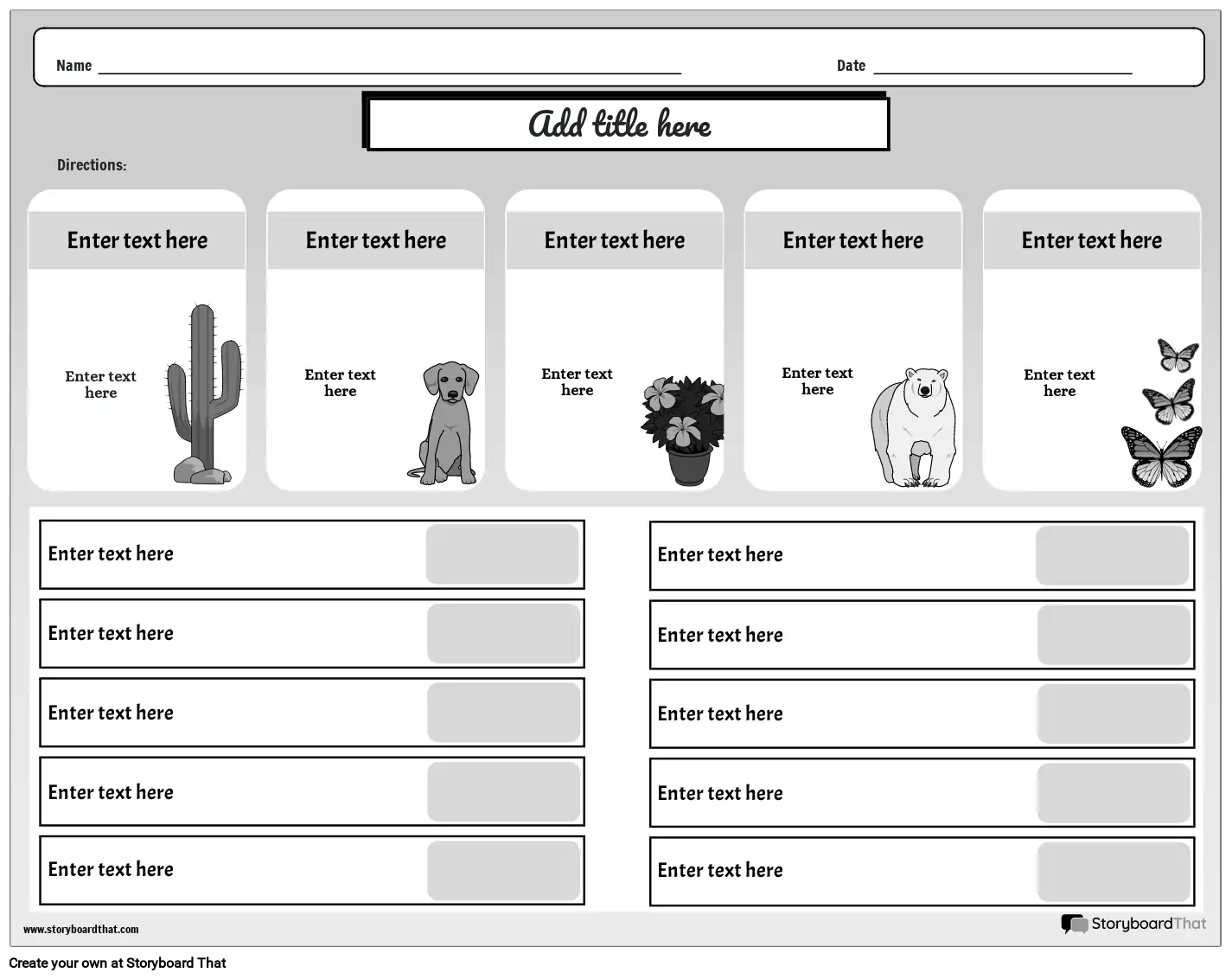 Plants and Animals Adaptation Worksheet Storyboard