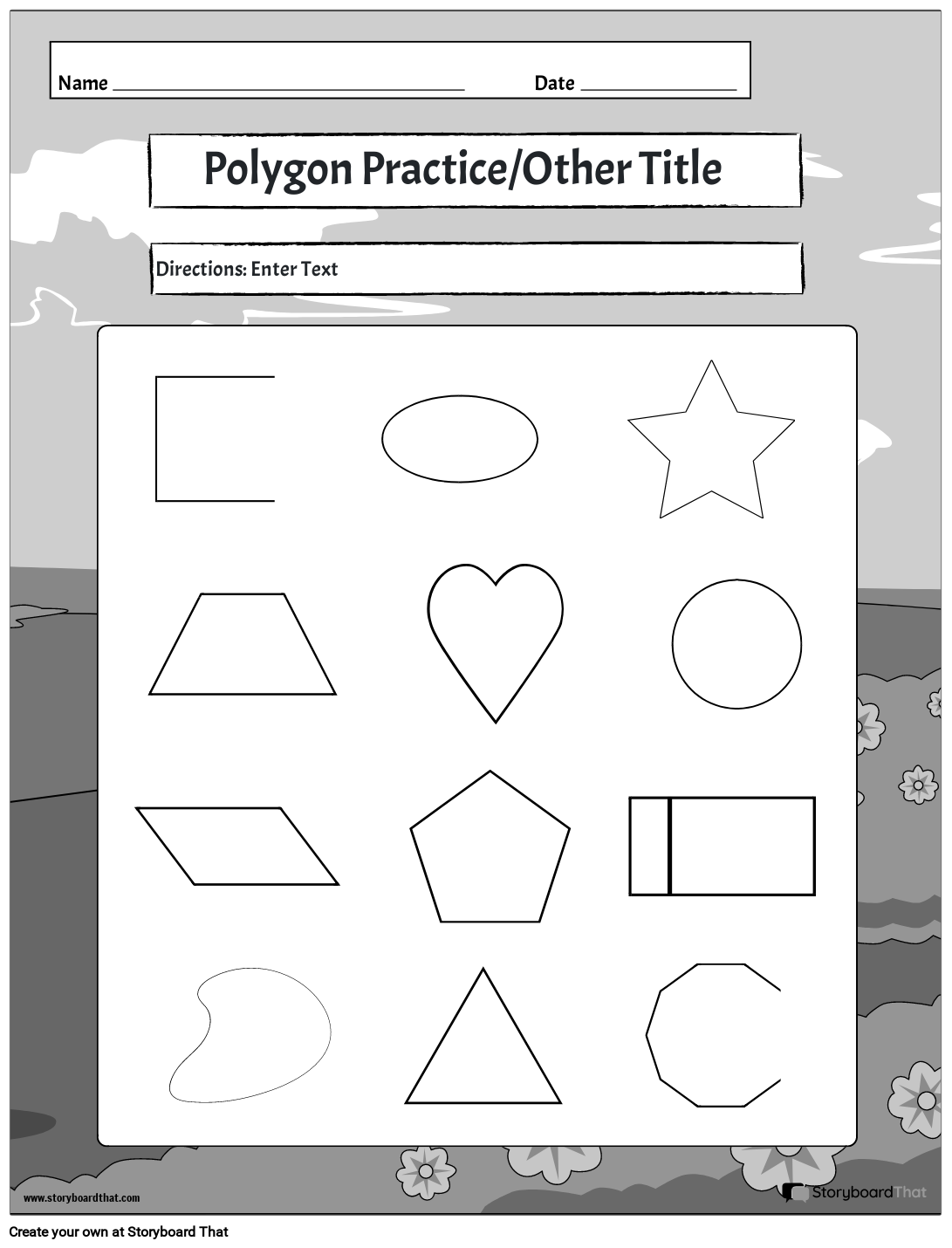 polygons spring theme black and white Storyboard