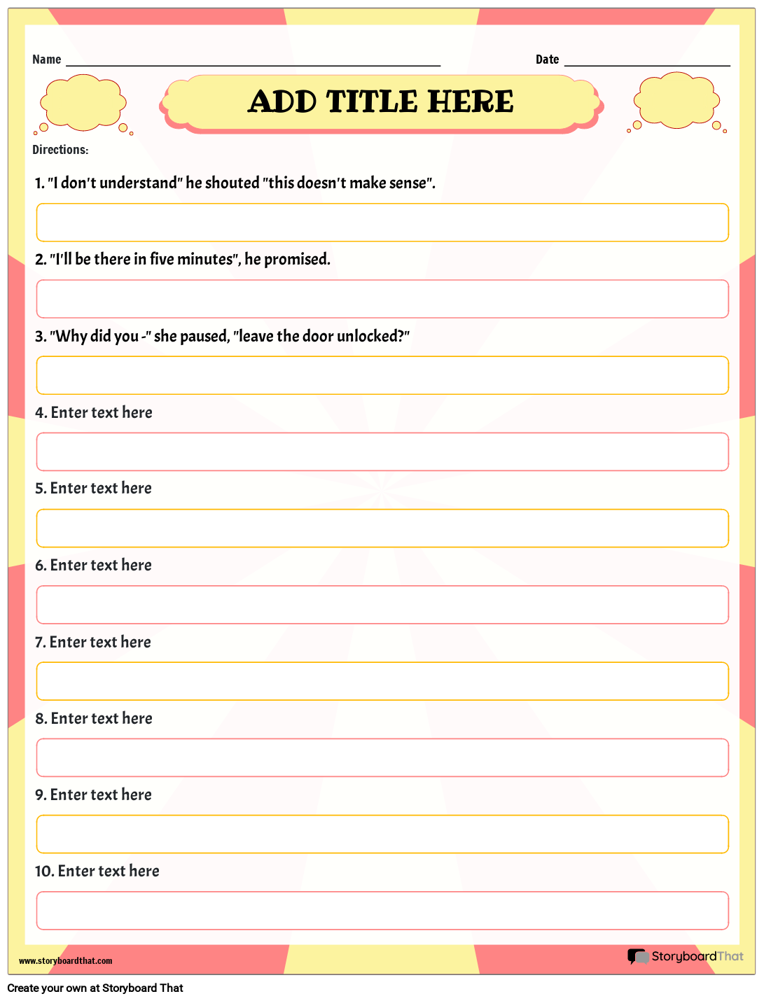 Proper Usage Of Punctuation In A Dialogue Worksheet