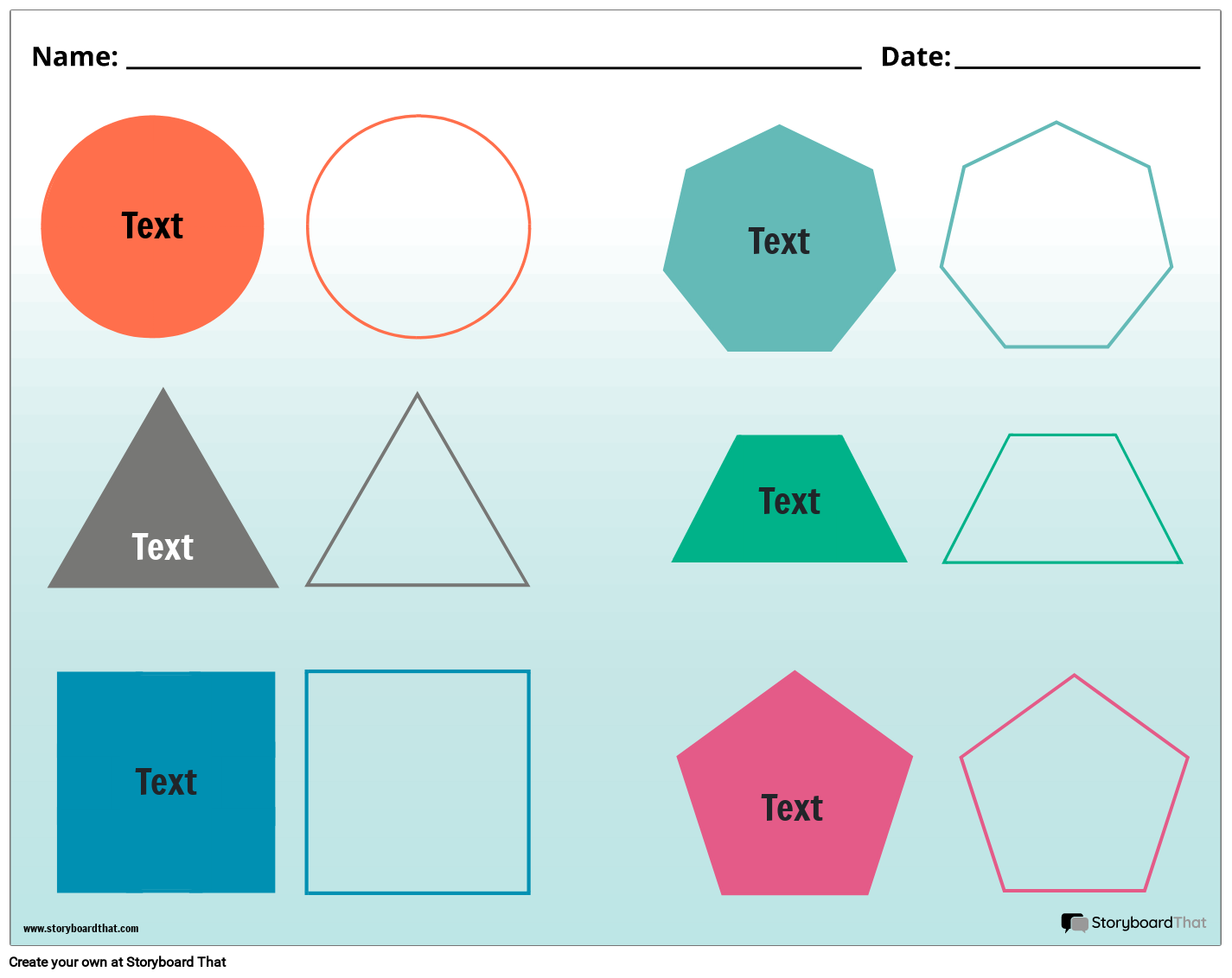 Colorful Shapes-Based Prewriting Template Storyboard