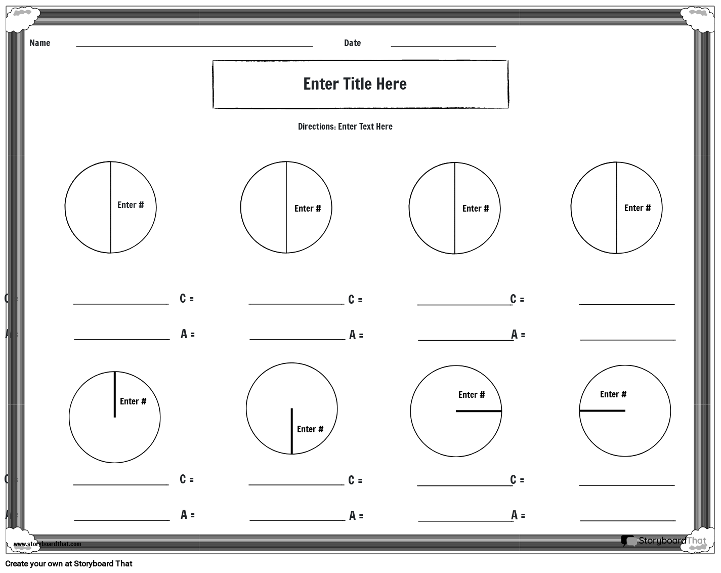 Rainbow Area And Circumference Worksheets Bw Storyboard