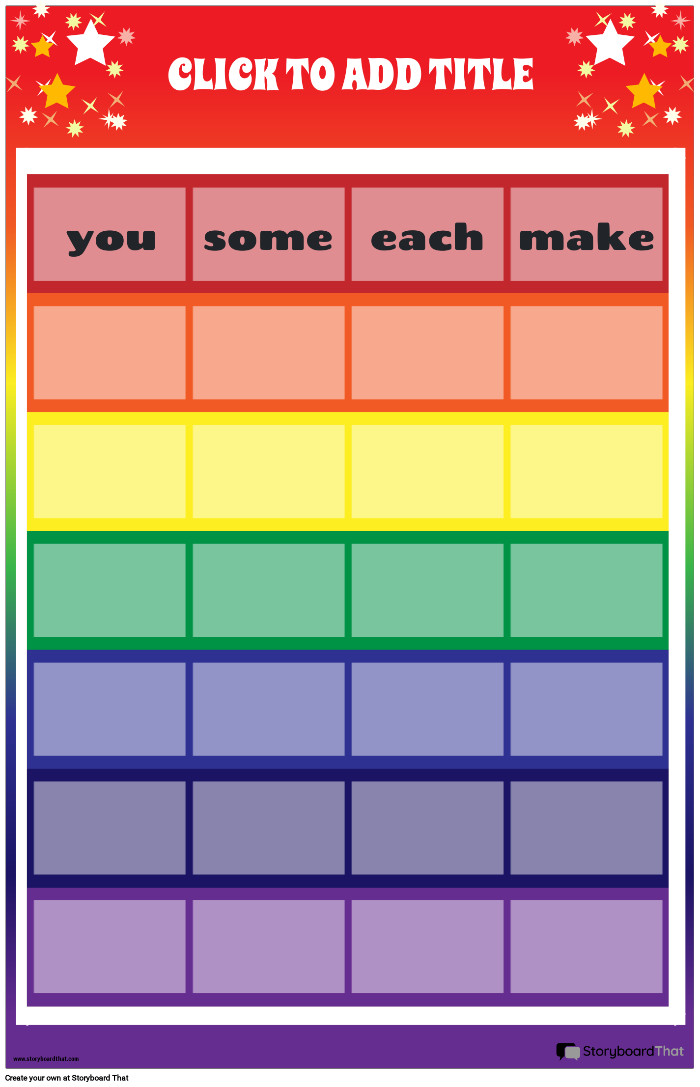 RAINBOW THEMED - SIGHT WORDS POSTER Storyboard