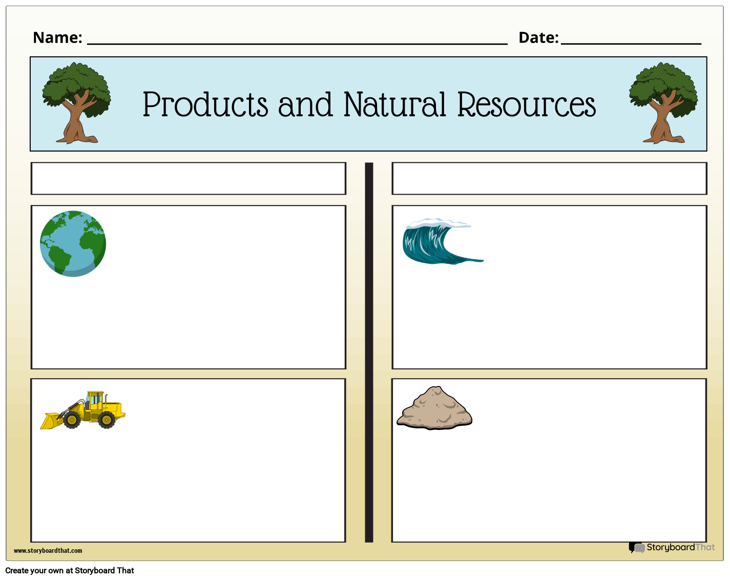Natural Resources Worksheet Featuring Green Trees