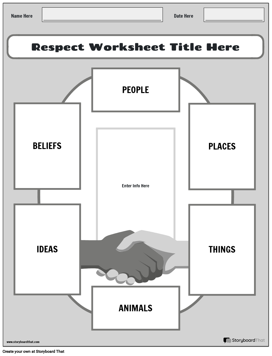 Handshake Themed Respect Worksheet Template Storyboard
