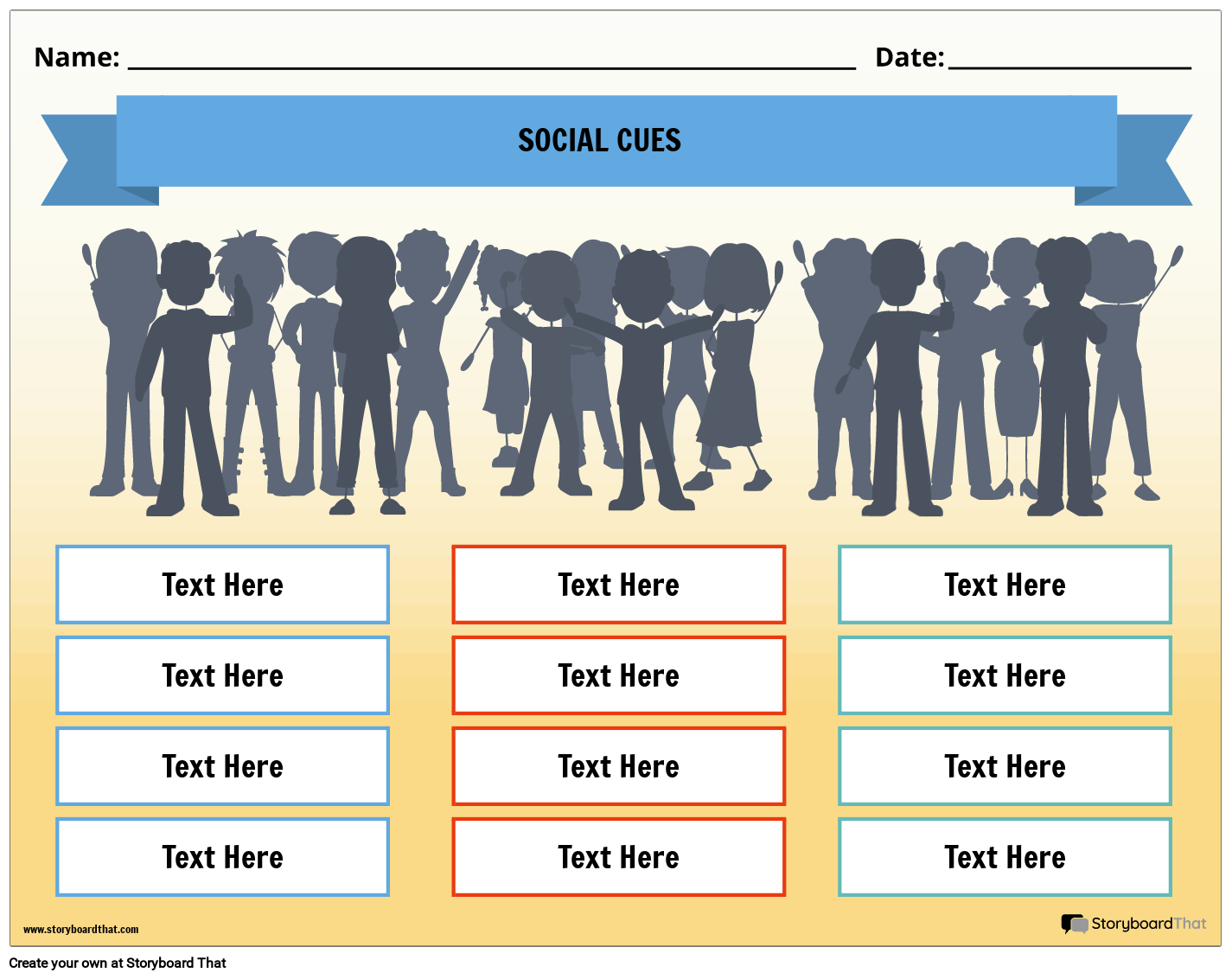 Social Cues Worksheet Featuring Crowds of People