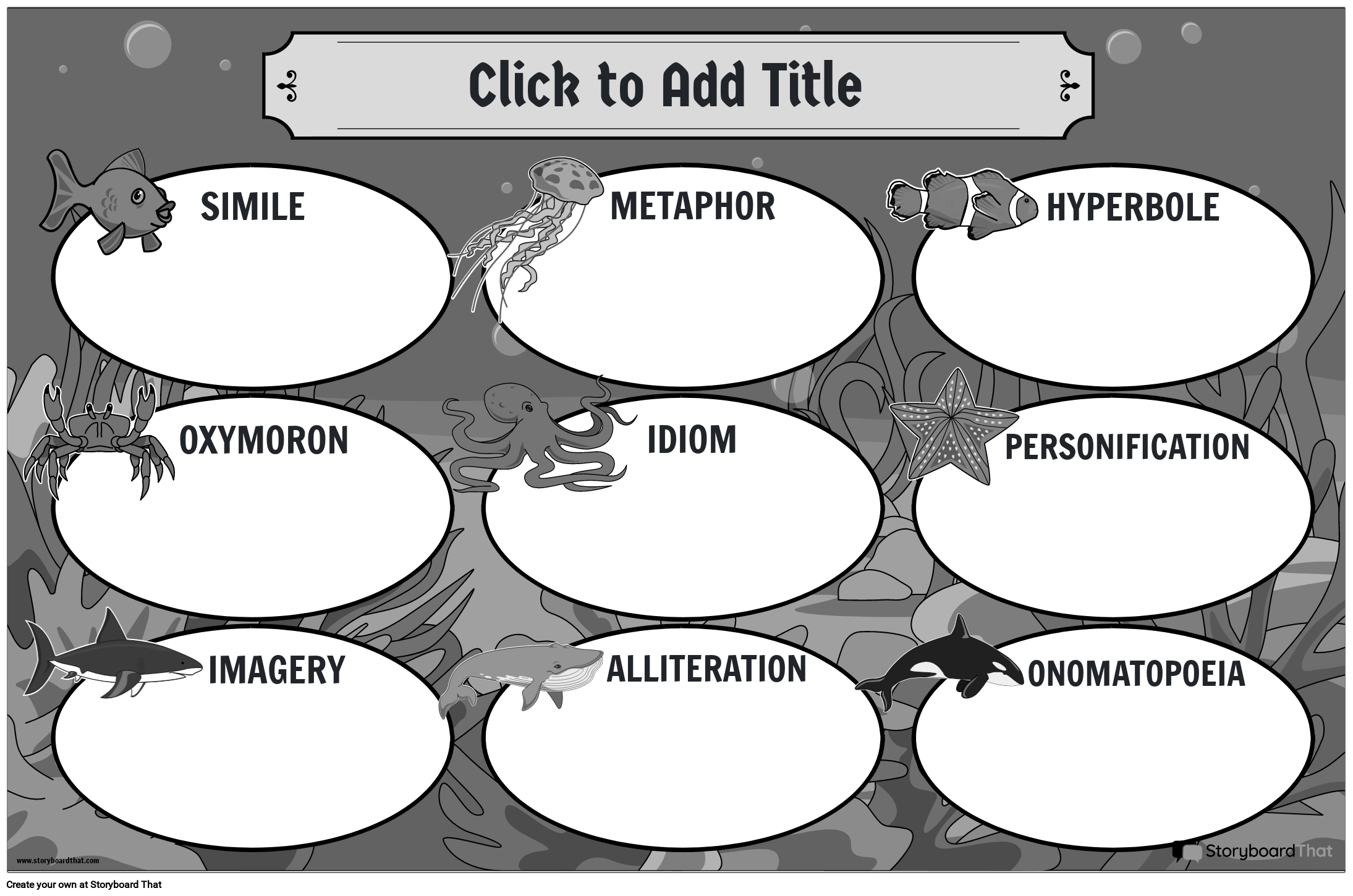 Sea Creatures Themed - Poetry Poster Template