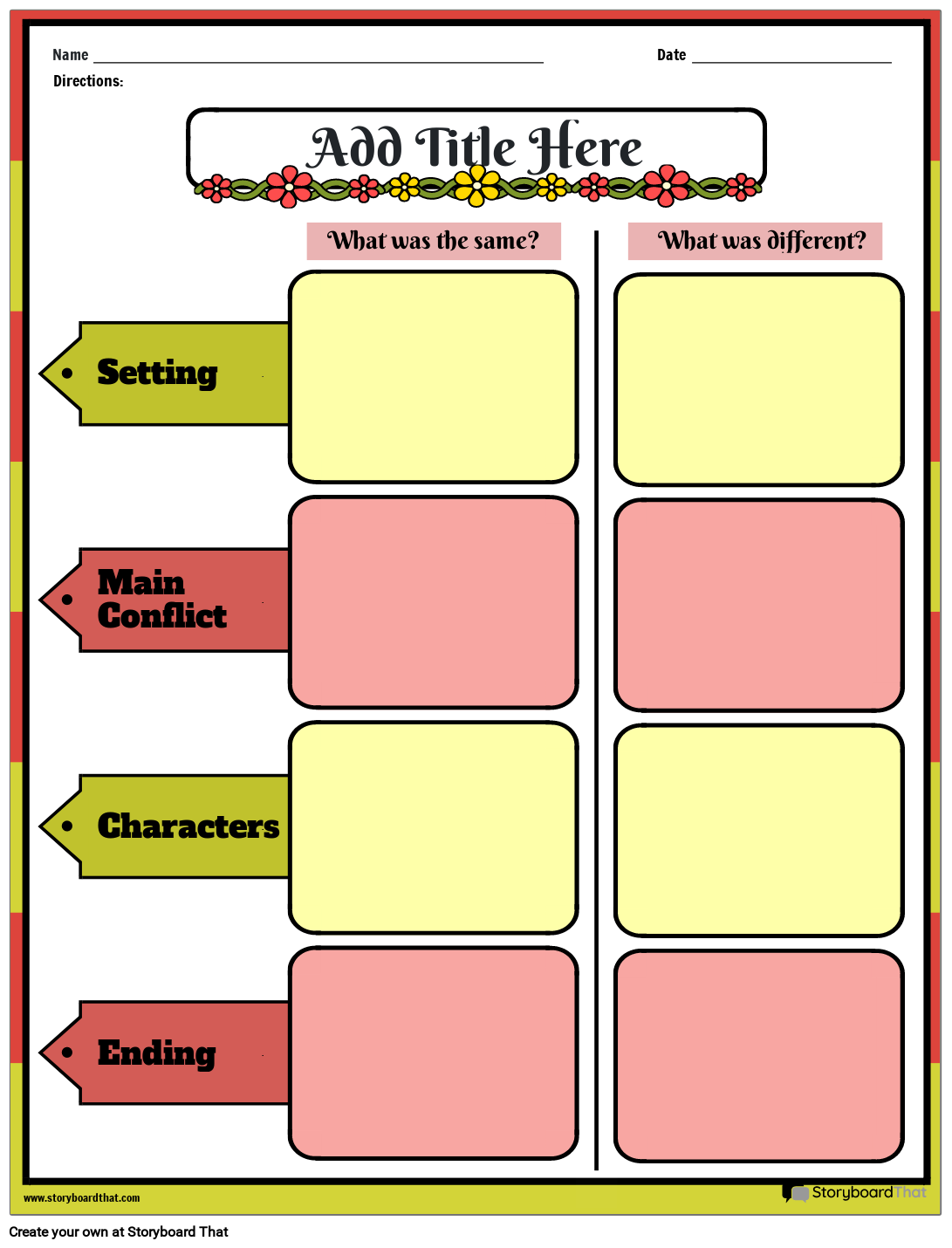 Short Story Showdown Compare And Contrast Worksheet Short Story Showdown Compare And Contrast Worksheet