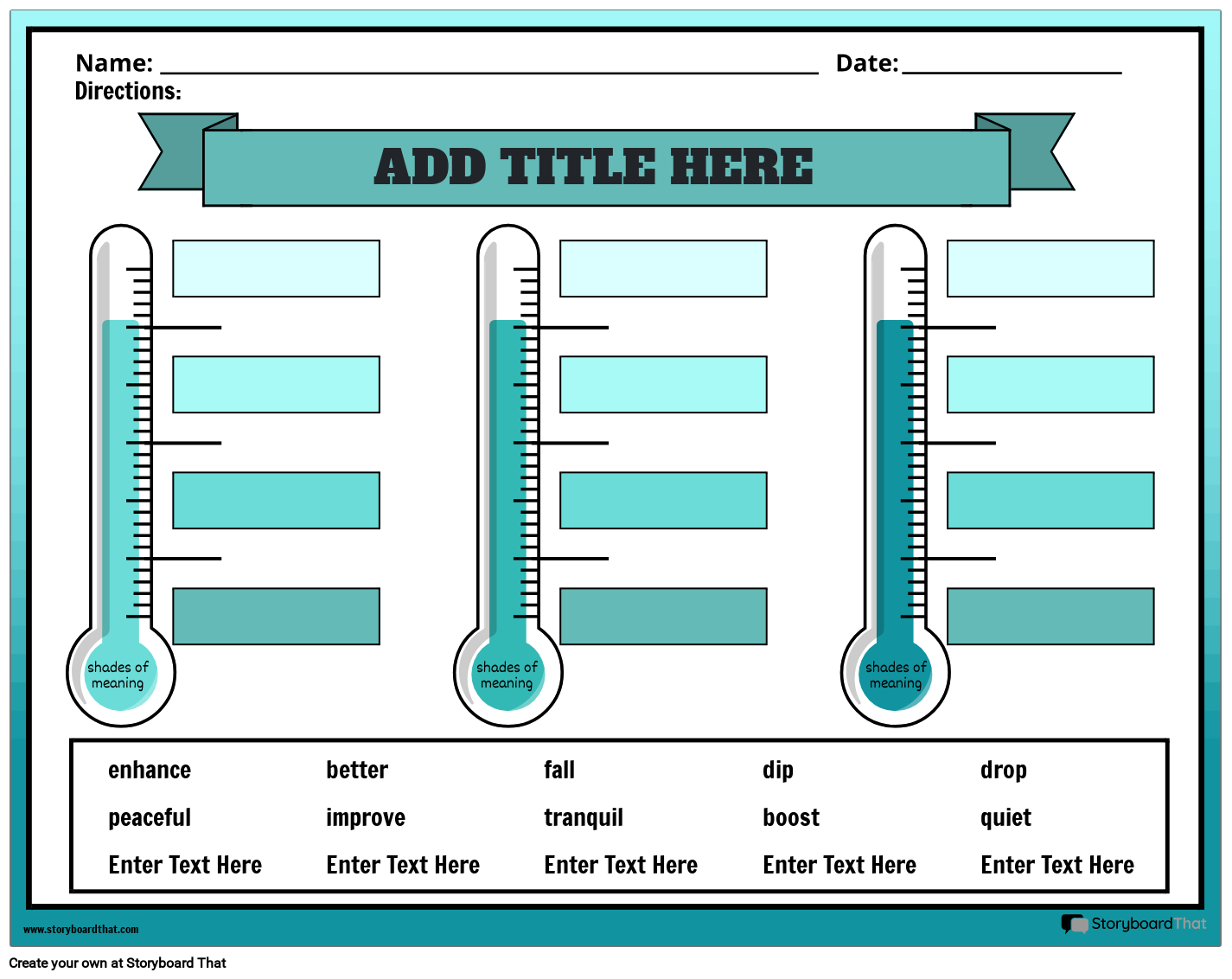 Similar Word Set - Shades of Meaning Worksheet