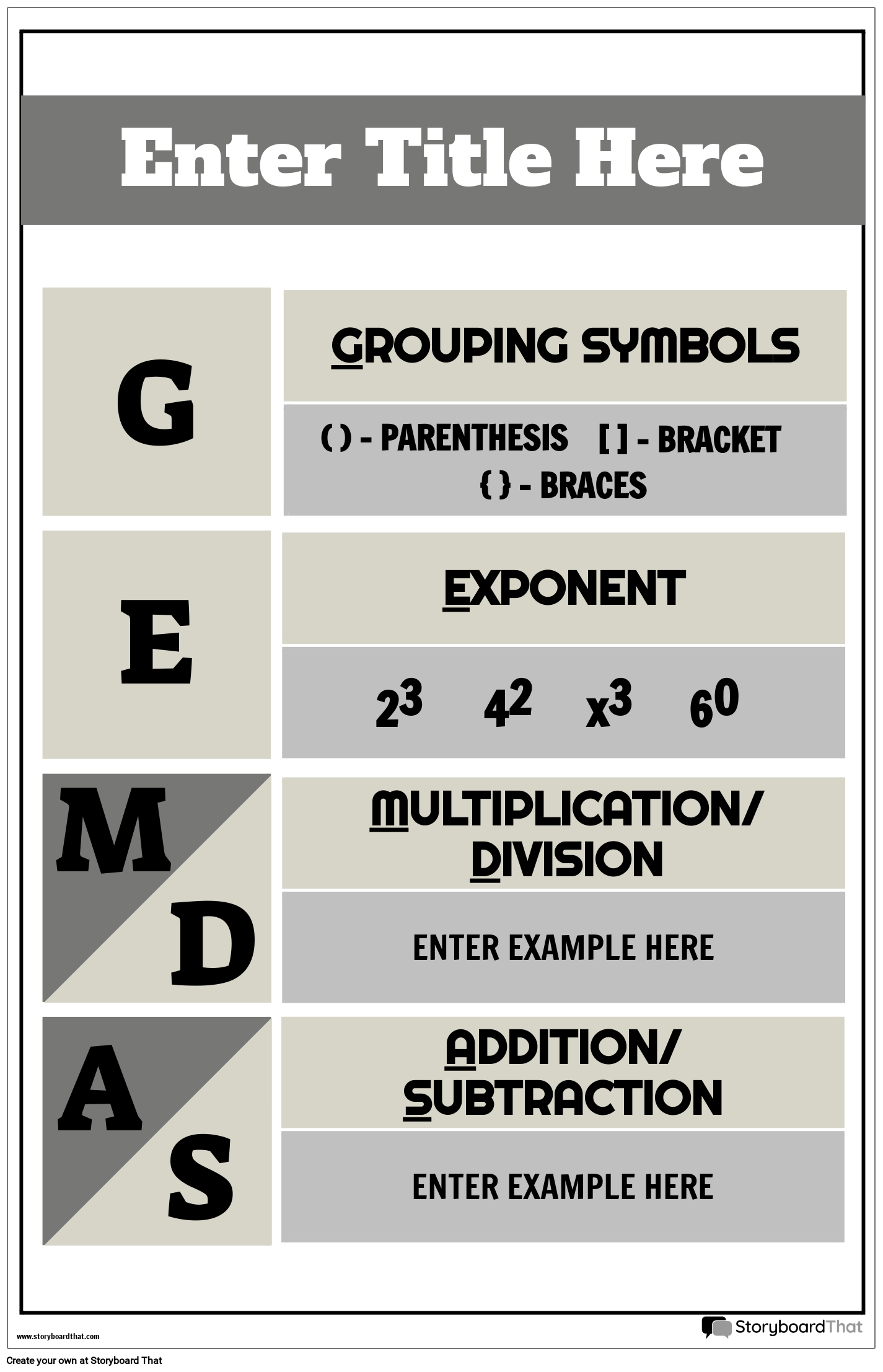 Simple Order of Operations Poster Storyboard by templates